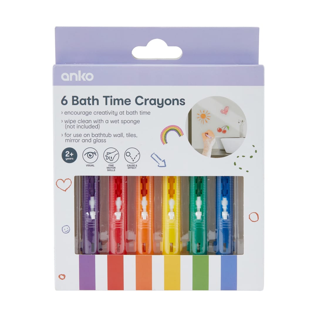 6 Pack Bath Time Crayons - Kmart