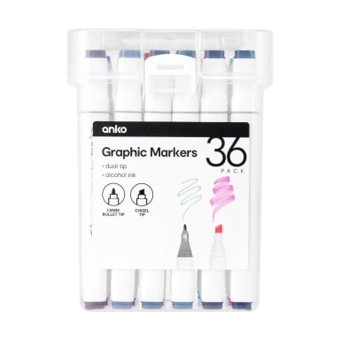 36 Pack Graphic Markers - Kmart NZ