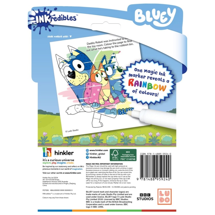 INKredibles Bluey Magic Ink Pictures! - Book - Kmart