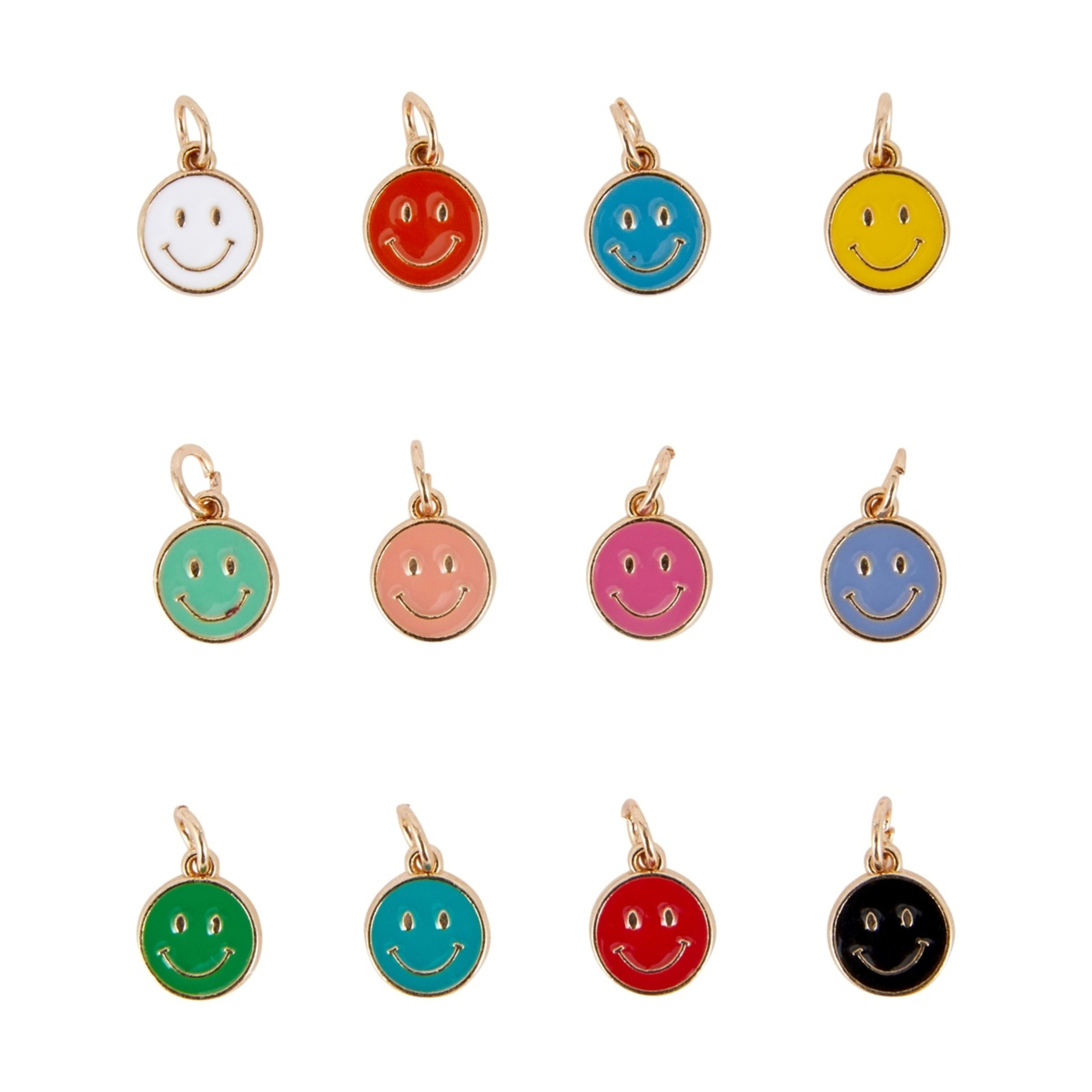 12 Piece Jewellery Making Charms - Smiley Face - Kmart