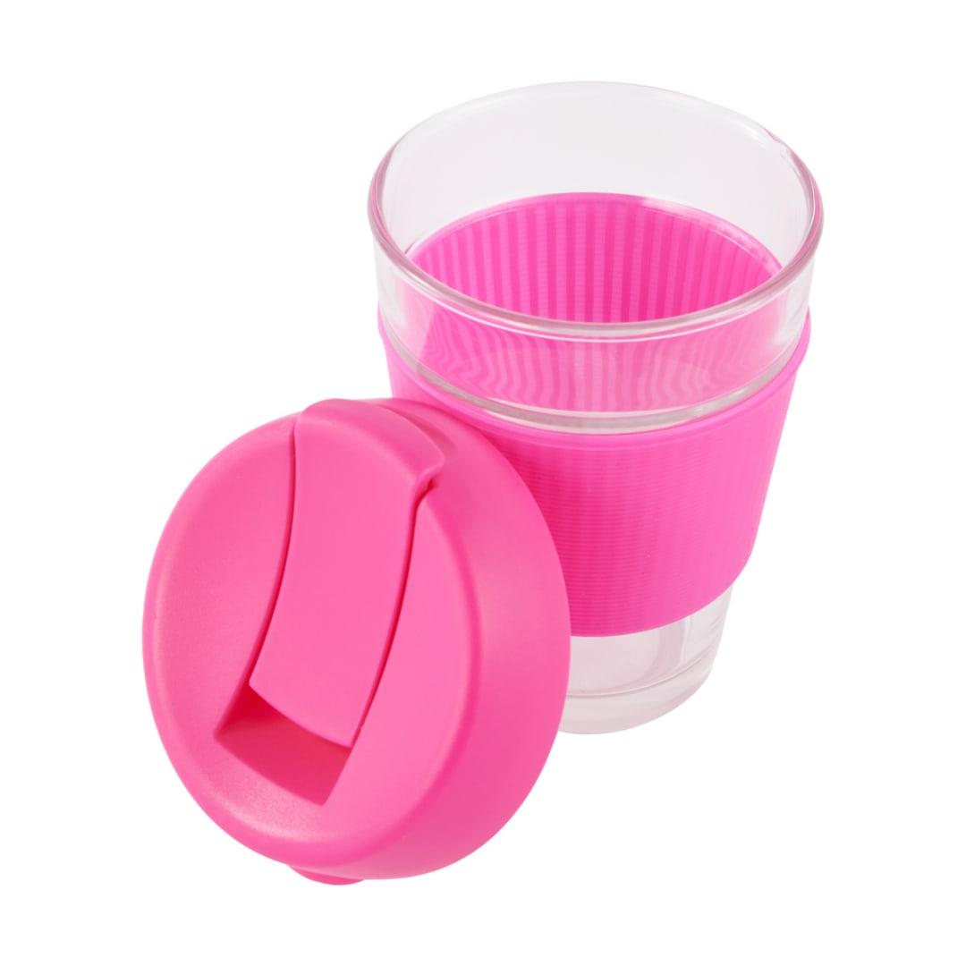 350ml Pink Glass Reusable Travel Cup - Kmart