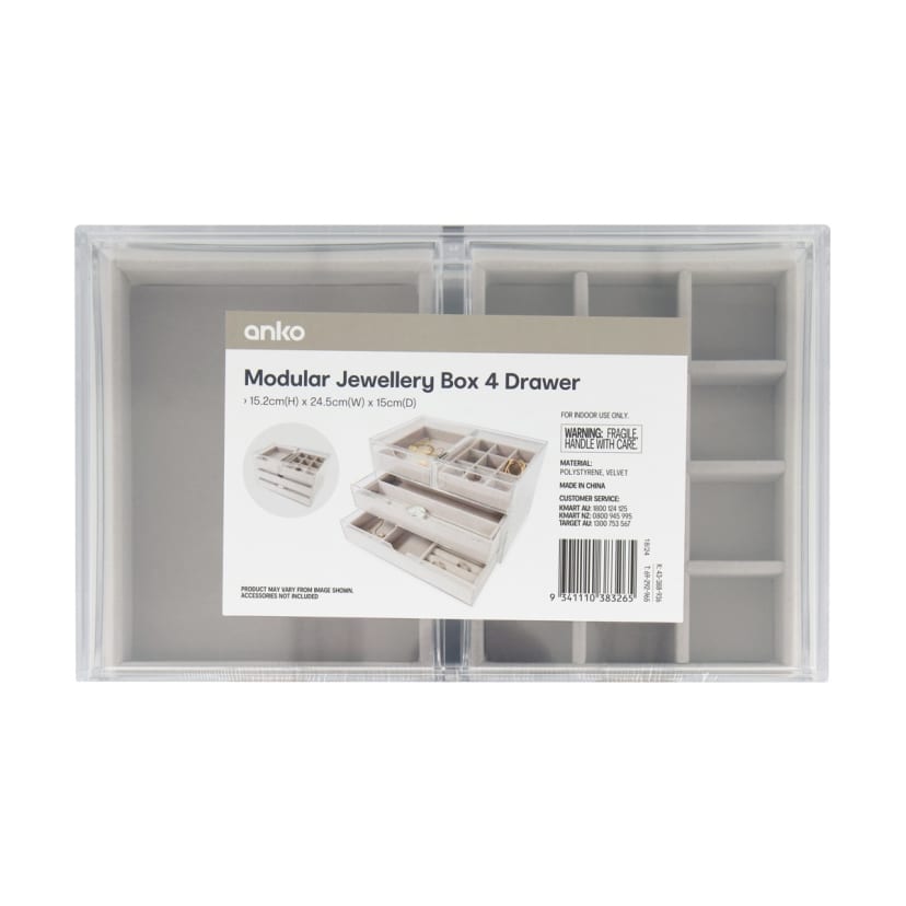 Modular Jewellery Box 4 Drawer - Kmart