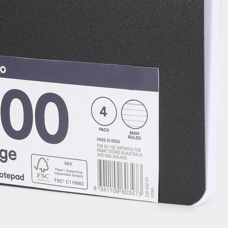 4 Pack A7 Notepad - Black - Kmart