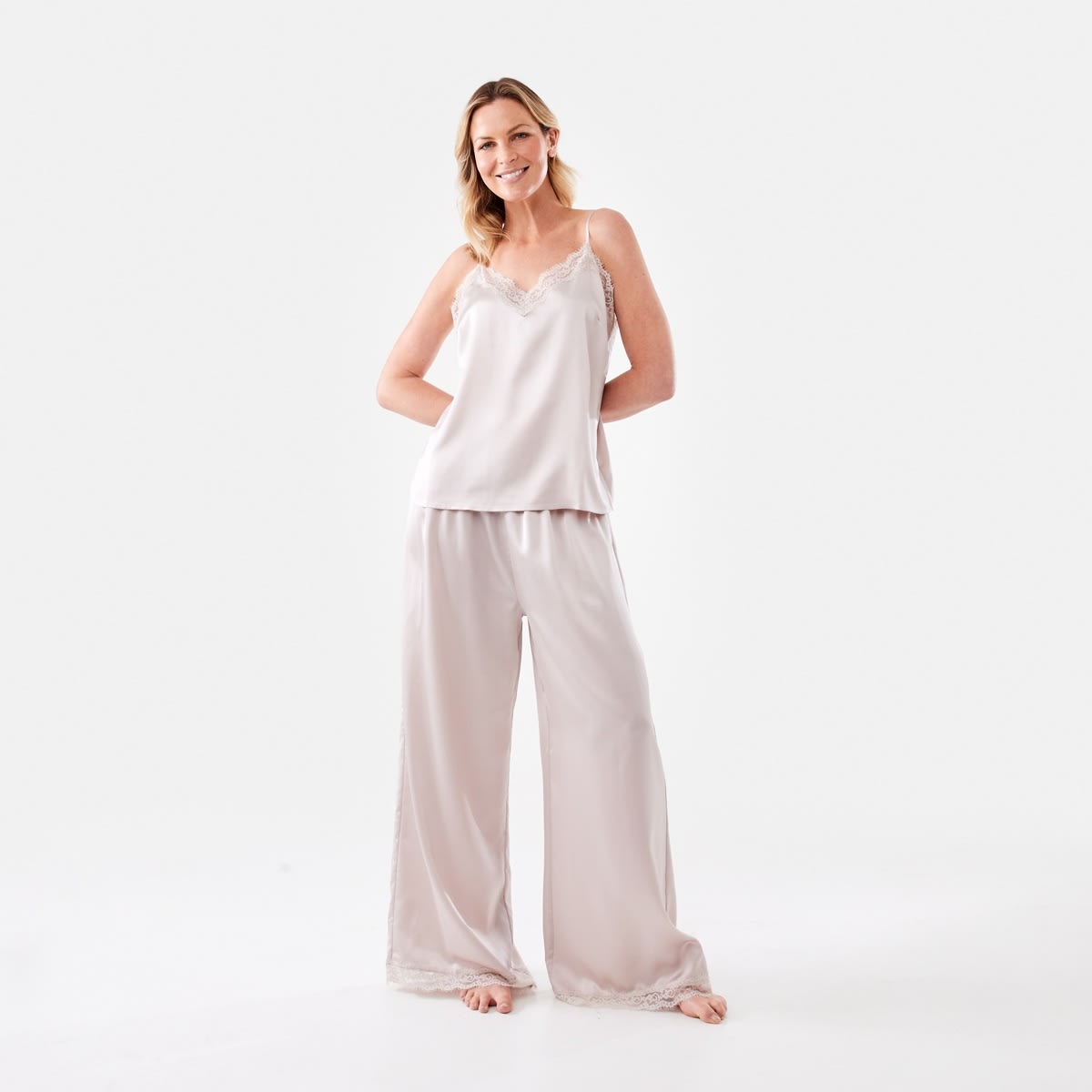 Satin Lace Cami and Pants Pyjama Set