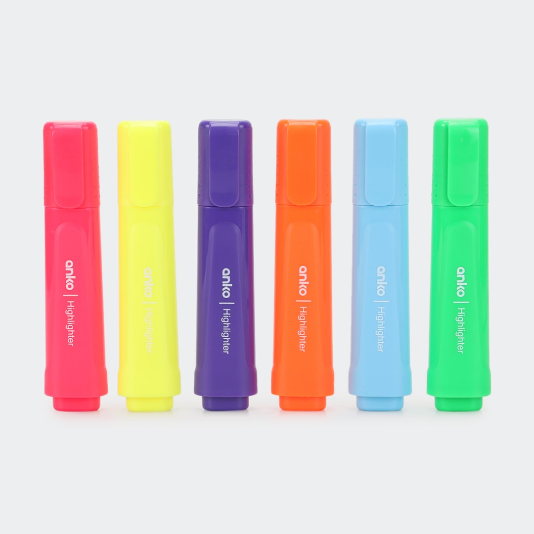 6 Pack Highlighters - Neon - Kmart
