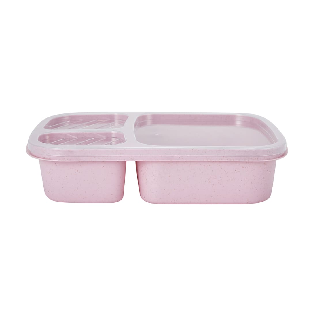Pink Wheat Straw 3 Section Container Lunch Box - Kmart NZ