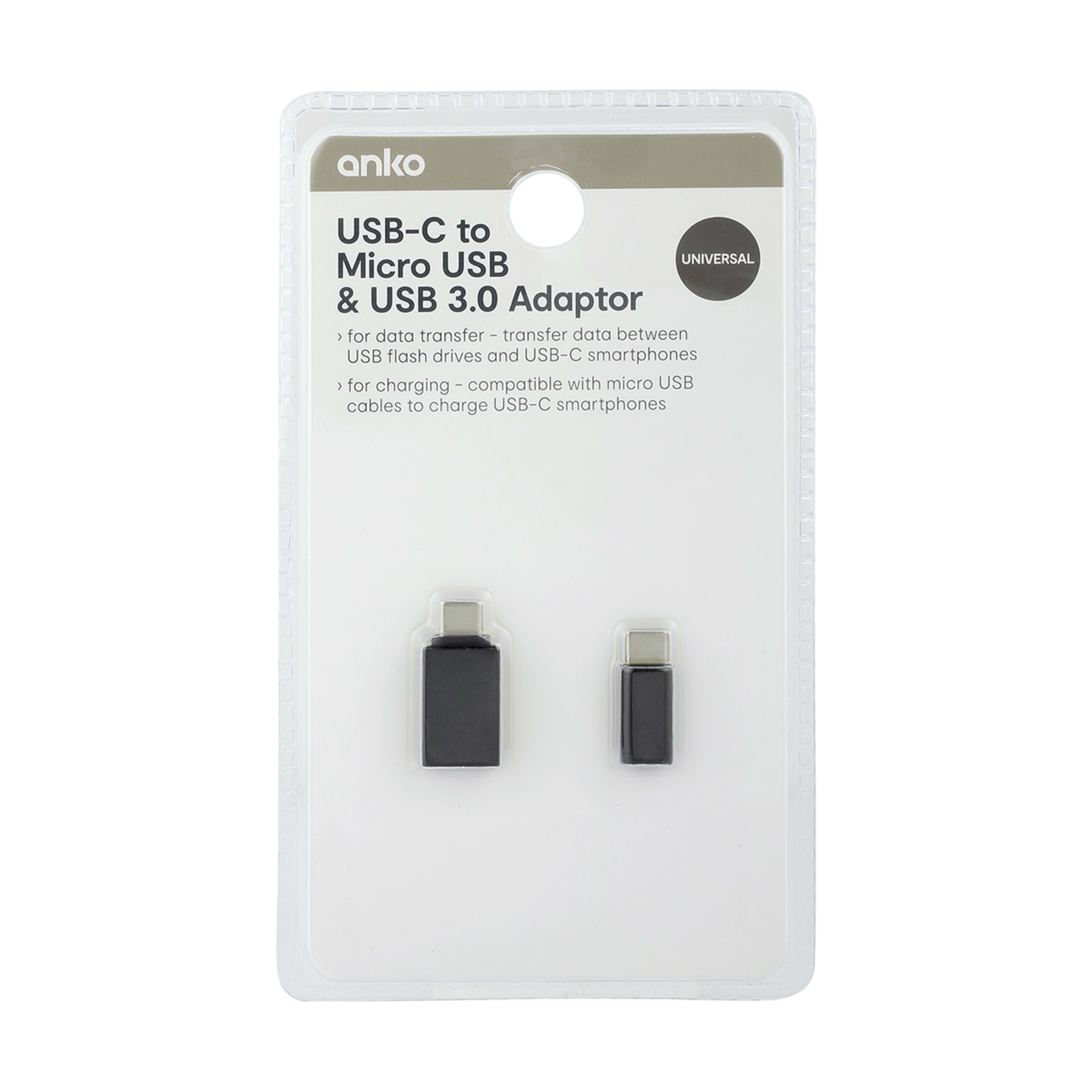 USB-C to Micro USB & USB Adaptor - Kmart