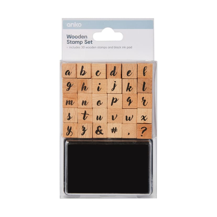 Wooden Stamp Set - Alphabet, Small Script - Kmart