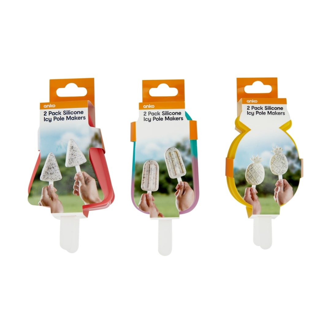 2 Pack Silicone Icy Pole Makers - Assorted - Kmart