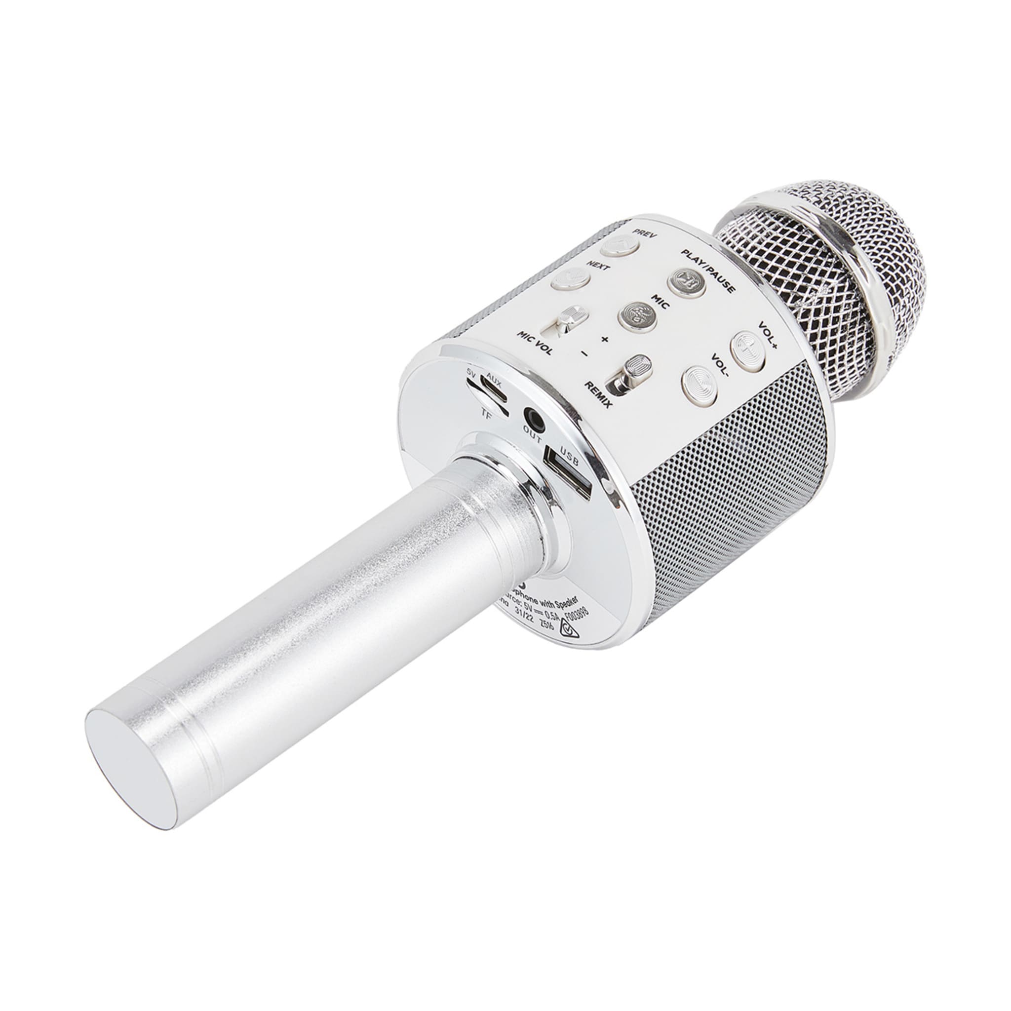 Bluetooth Karaoke Microphone with Speaker - Silver - Kmart