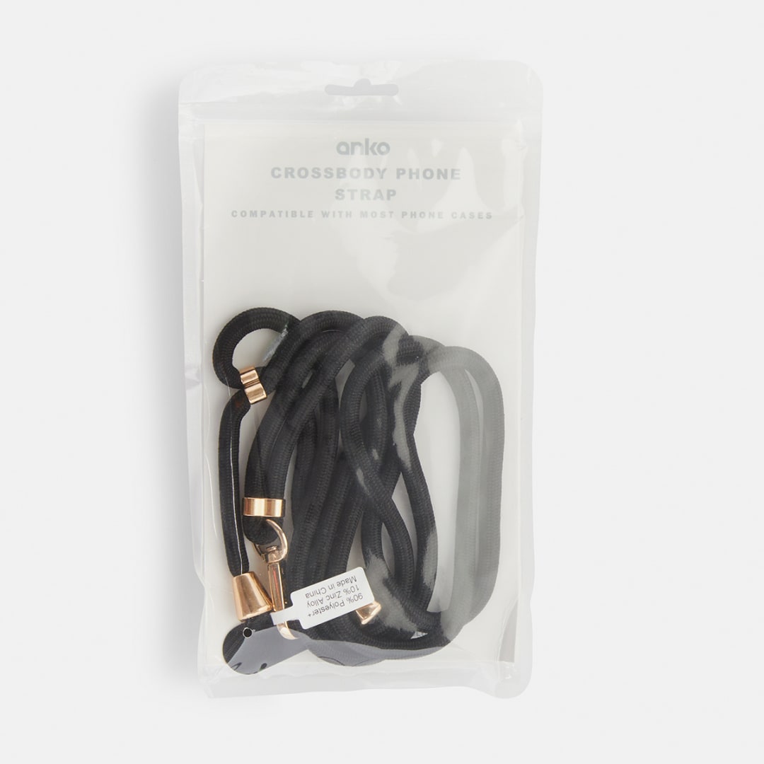 Phone Strap - Black Rope - Kmart