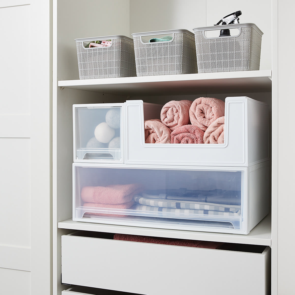 28.5L Modular Open Front Stackable Bin - White - Kmart