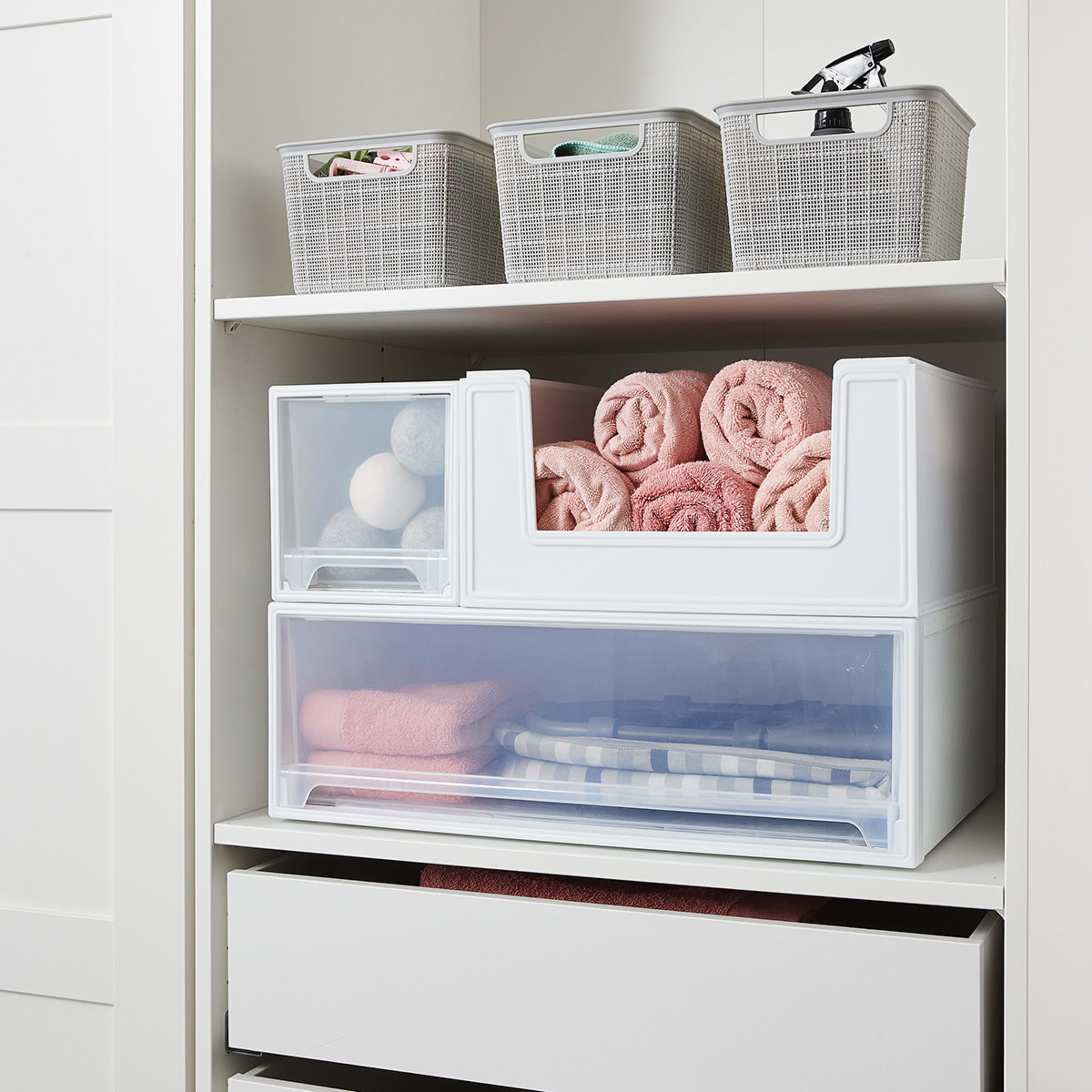 28.5L Modular Open Front Stackable Bin - White - Kmart