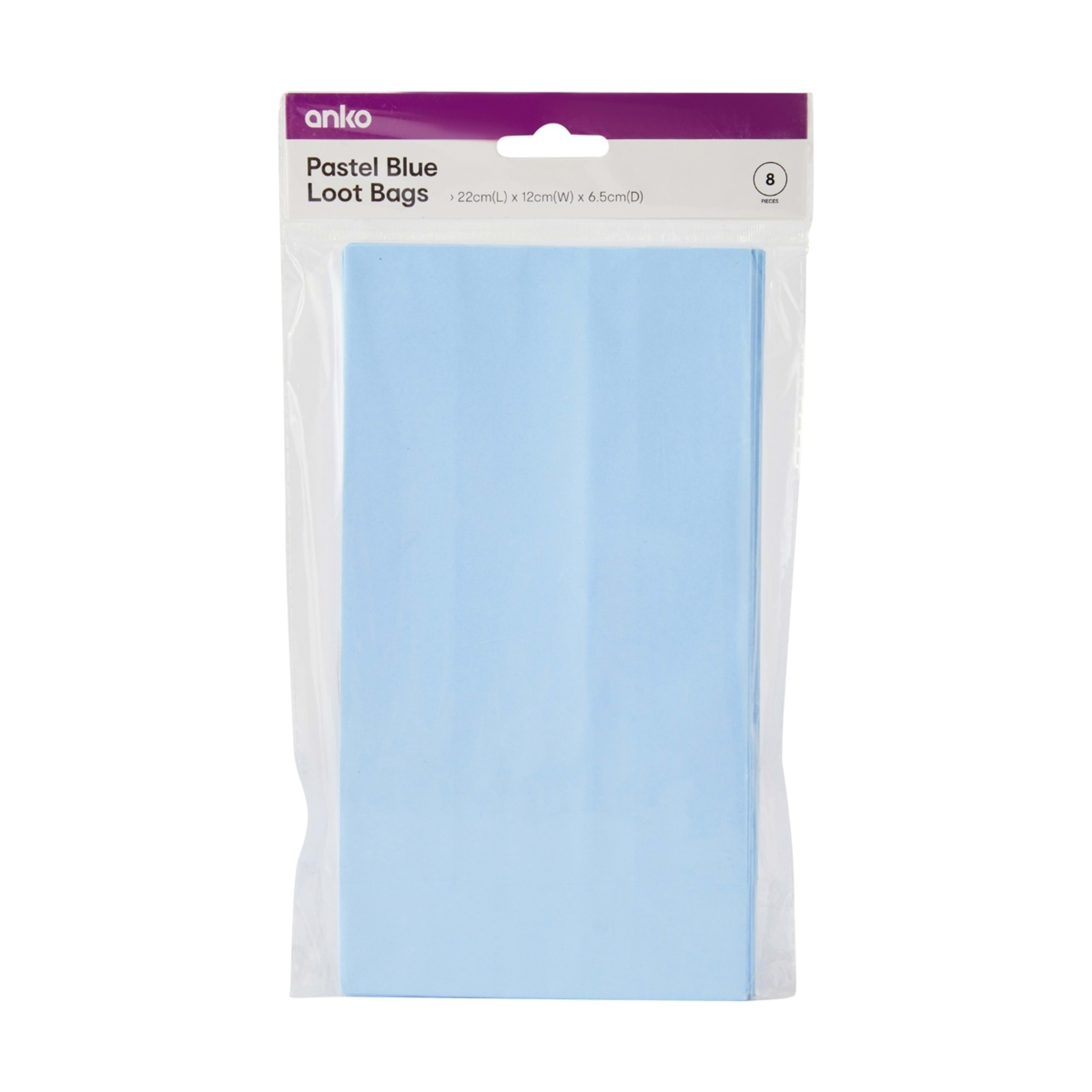 8 Piece Loot Bags - Pastel Blue - Kmart