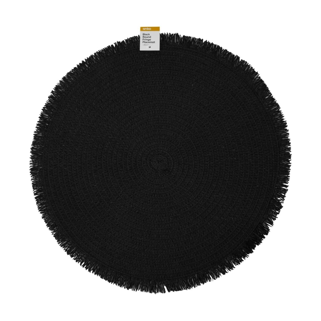 Black Round Fringe Placemat - Kmart