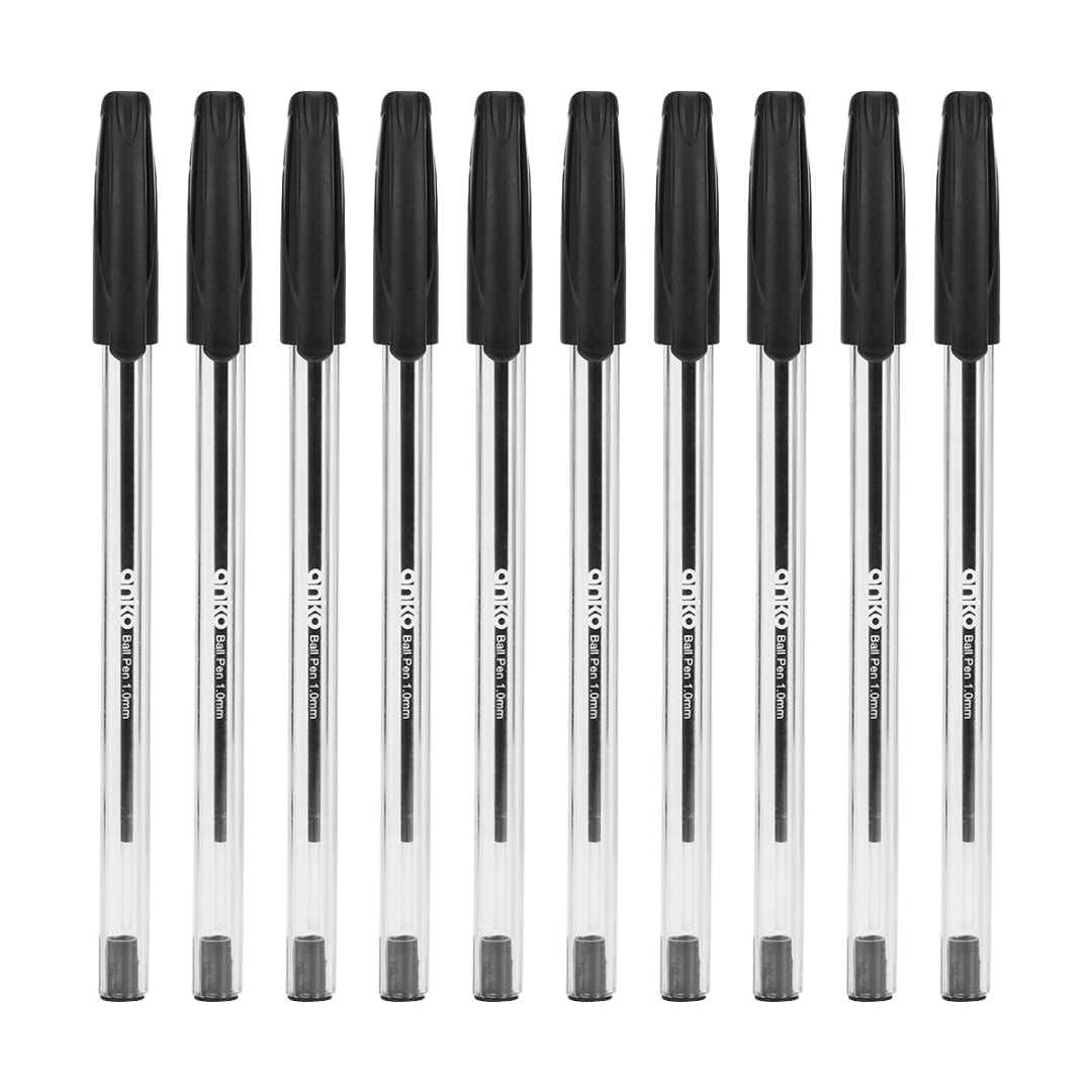 10 Pack Ballpoint Pens - Black - Kmart