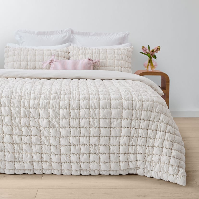 Marshmallow Quilt Cover Set - Queen Bed, White - Kmart