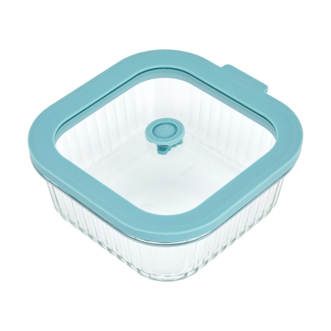 800ml Square Ribbed Glass Container - Kmart