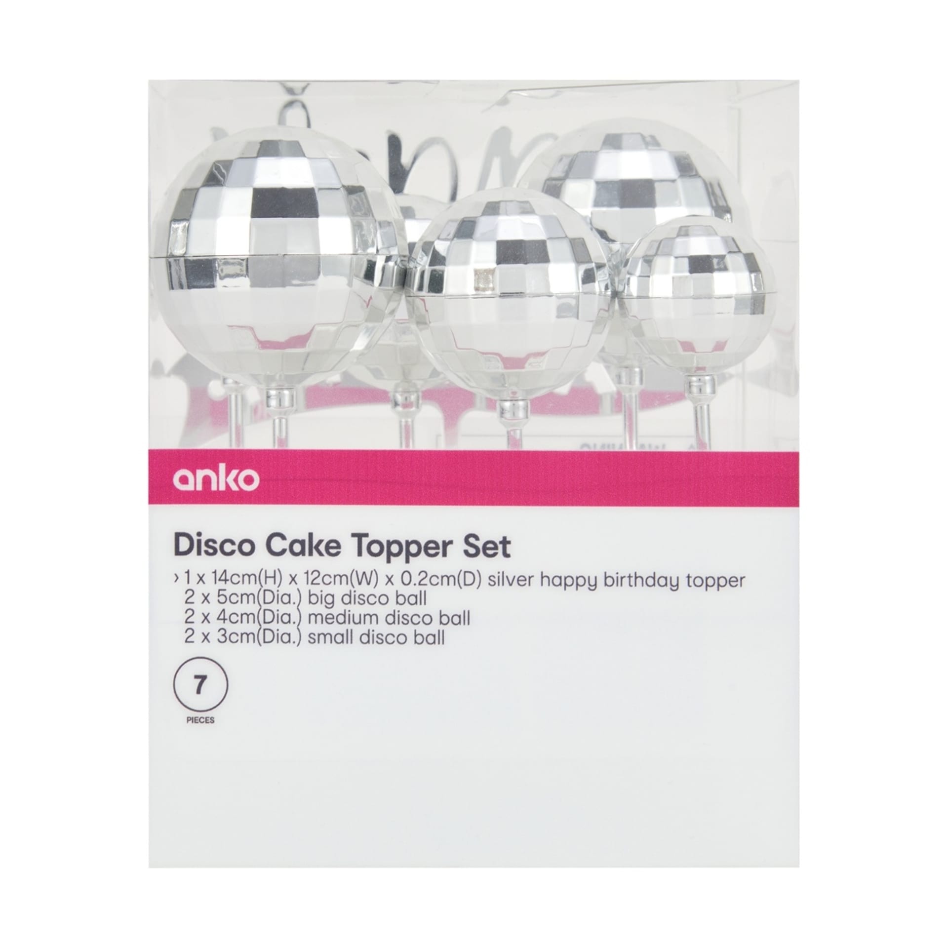 7 Piece Disco Cake Topper Set - Kmart