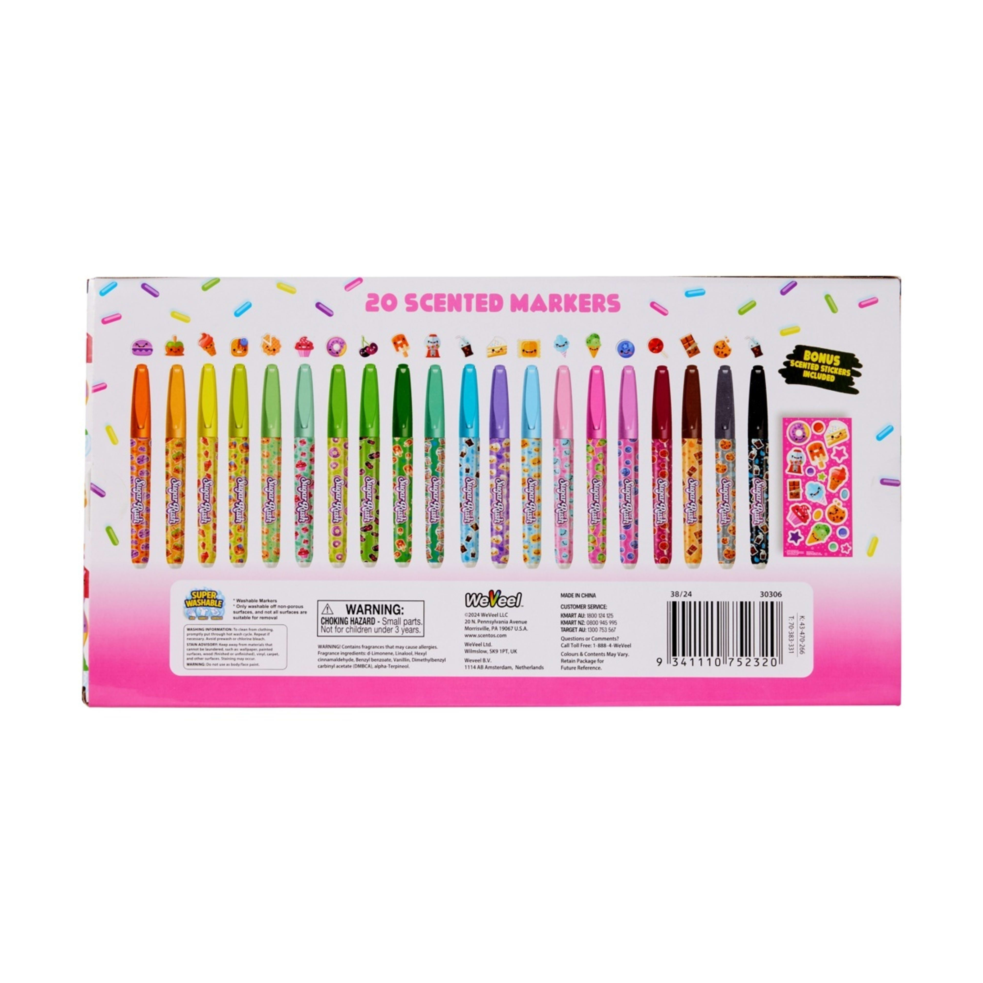 20 Pack Scentos Sugar Rush Scented Markers - Kmart