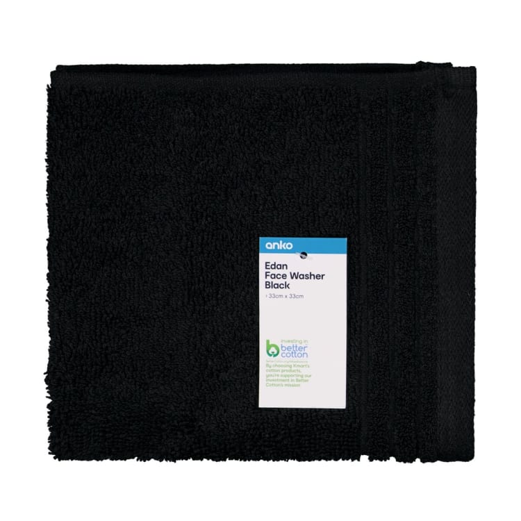 Edan Cotton Face Washer - Black - Kmart