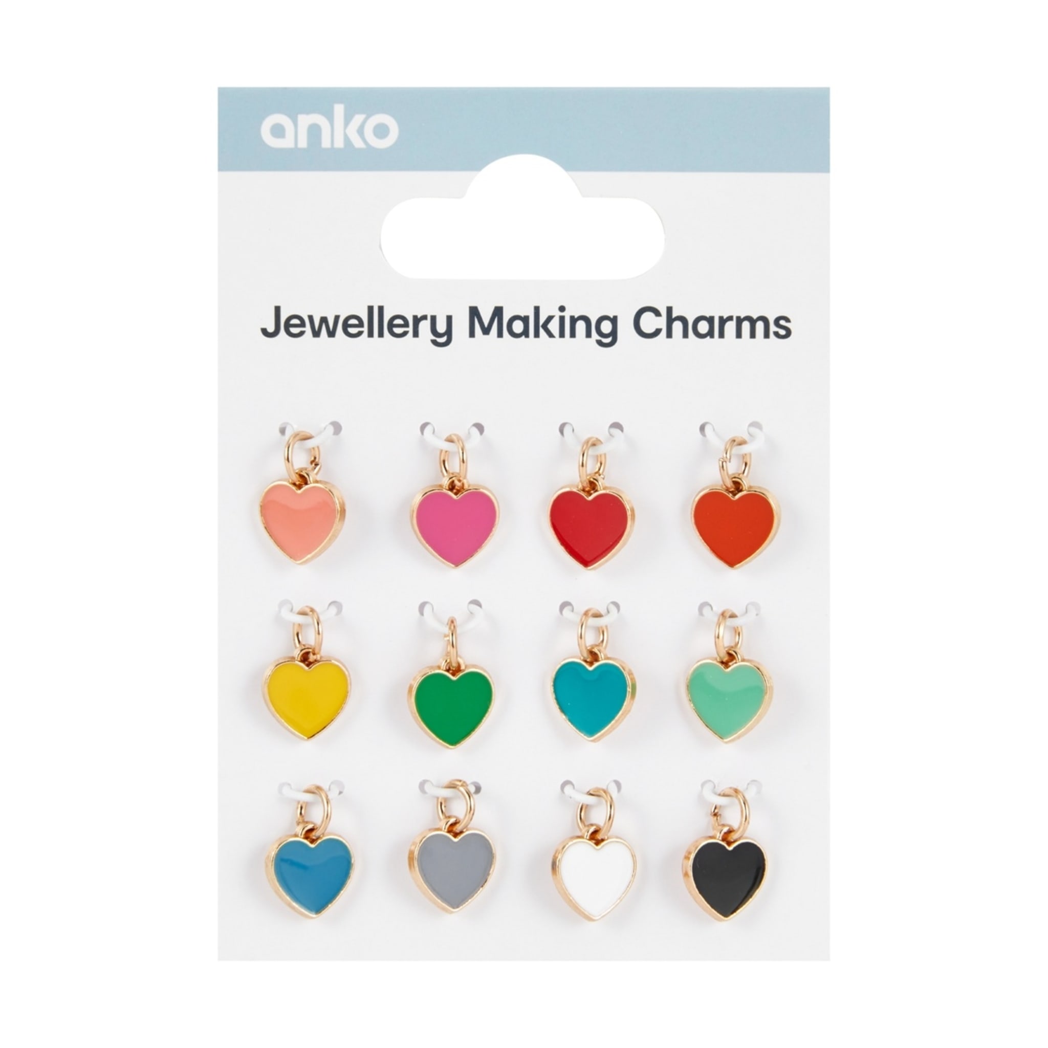 12 Piece Jewellery Making Charms - Heart - Kmart