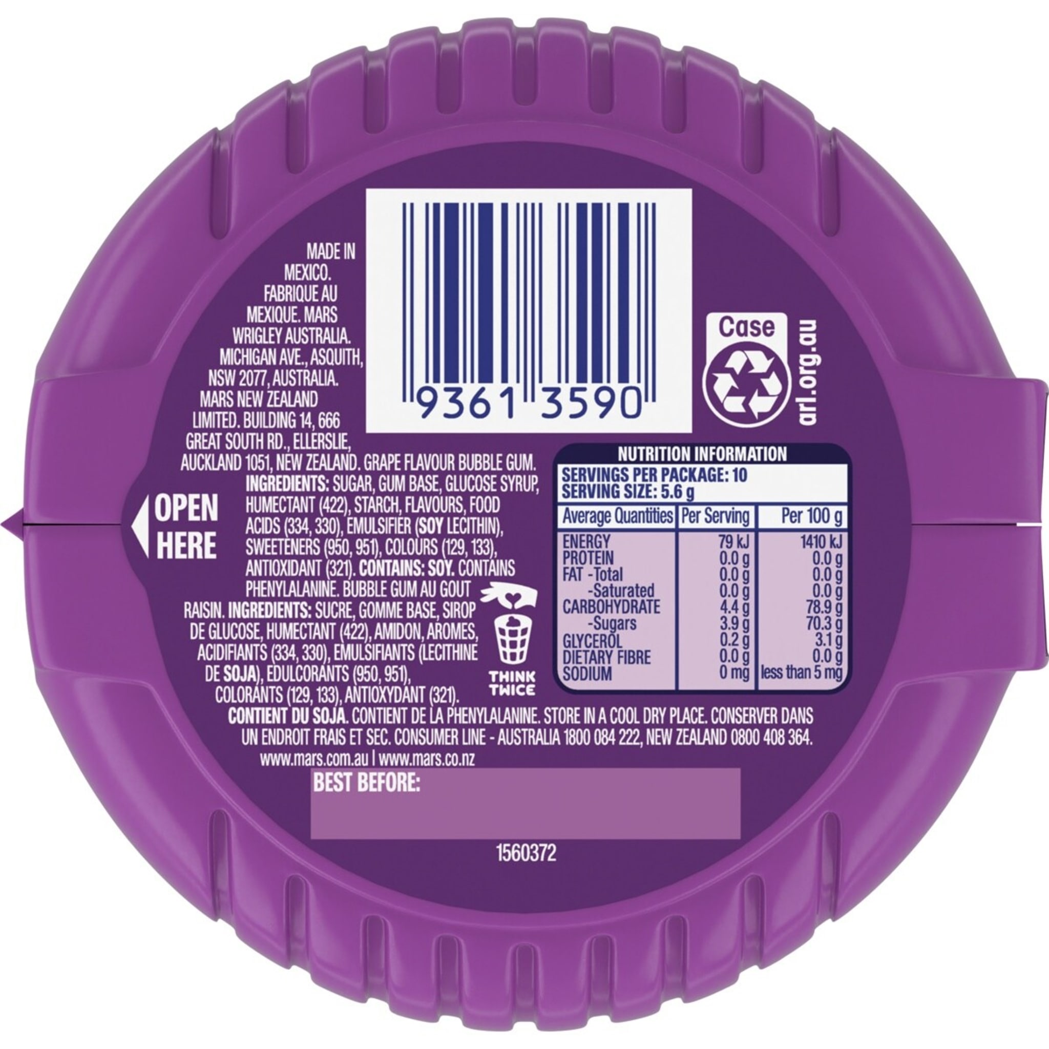Hubba Bubba Gum Tape Grape 56g - Kmart
