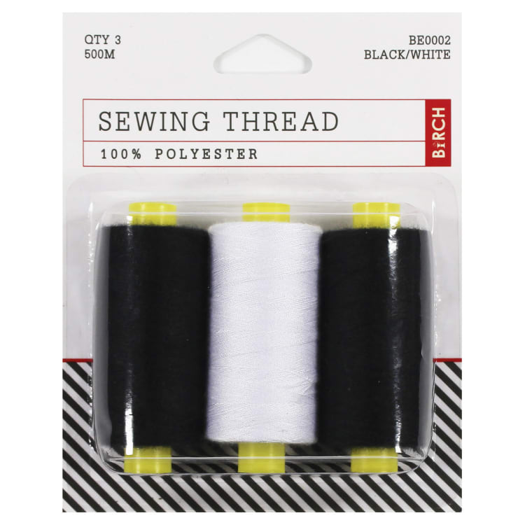 Birch 3 Pack Black and White Sewing Thread - Kmart
