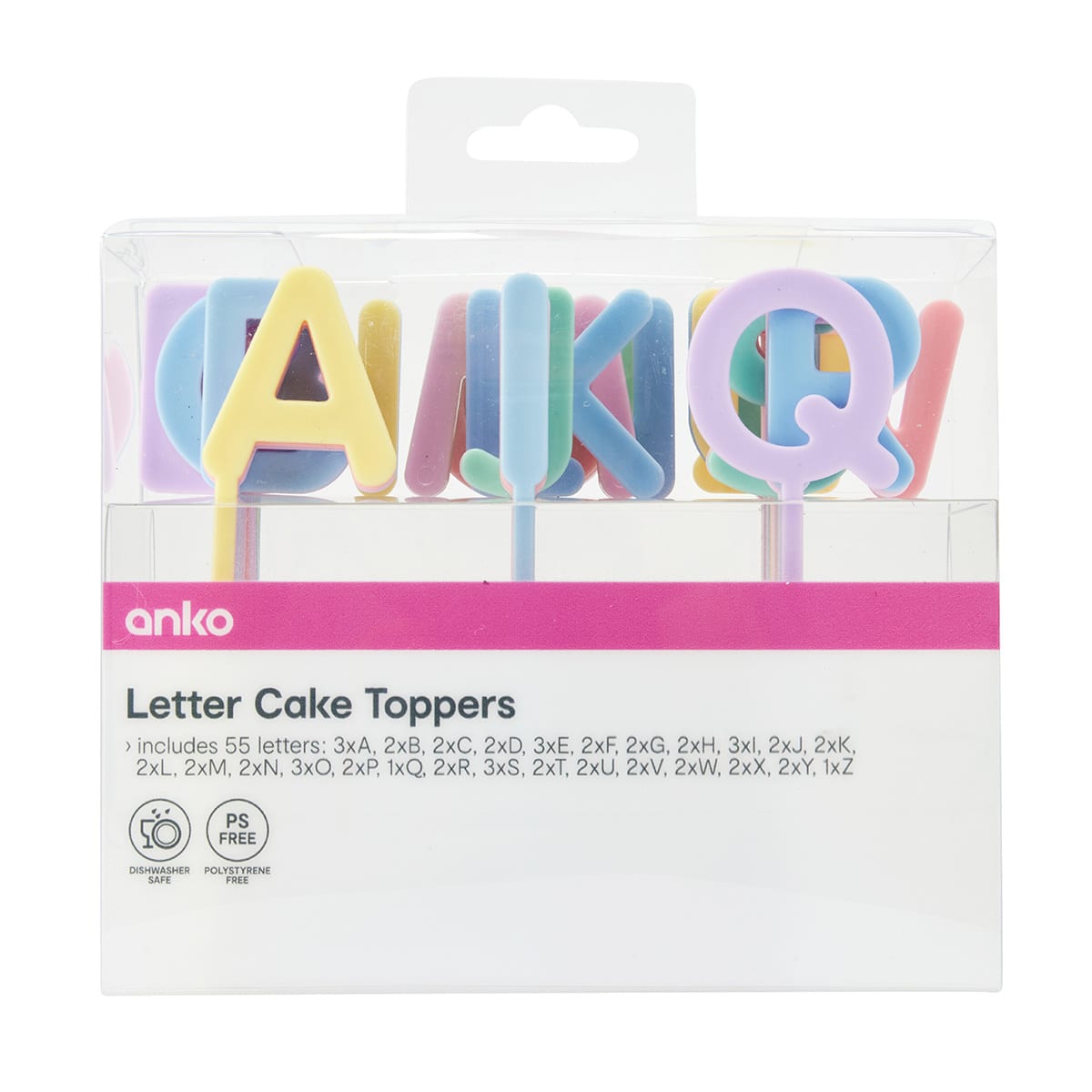 55 Piece Letter Cake Toppers - Kmart