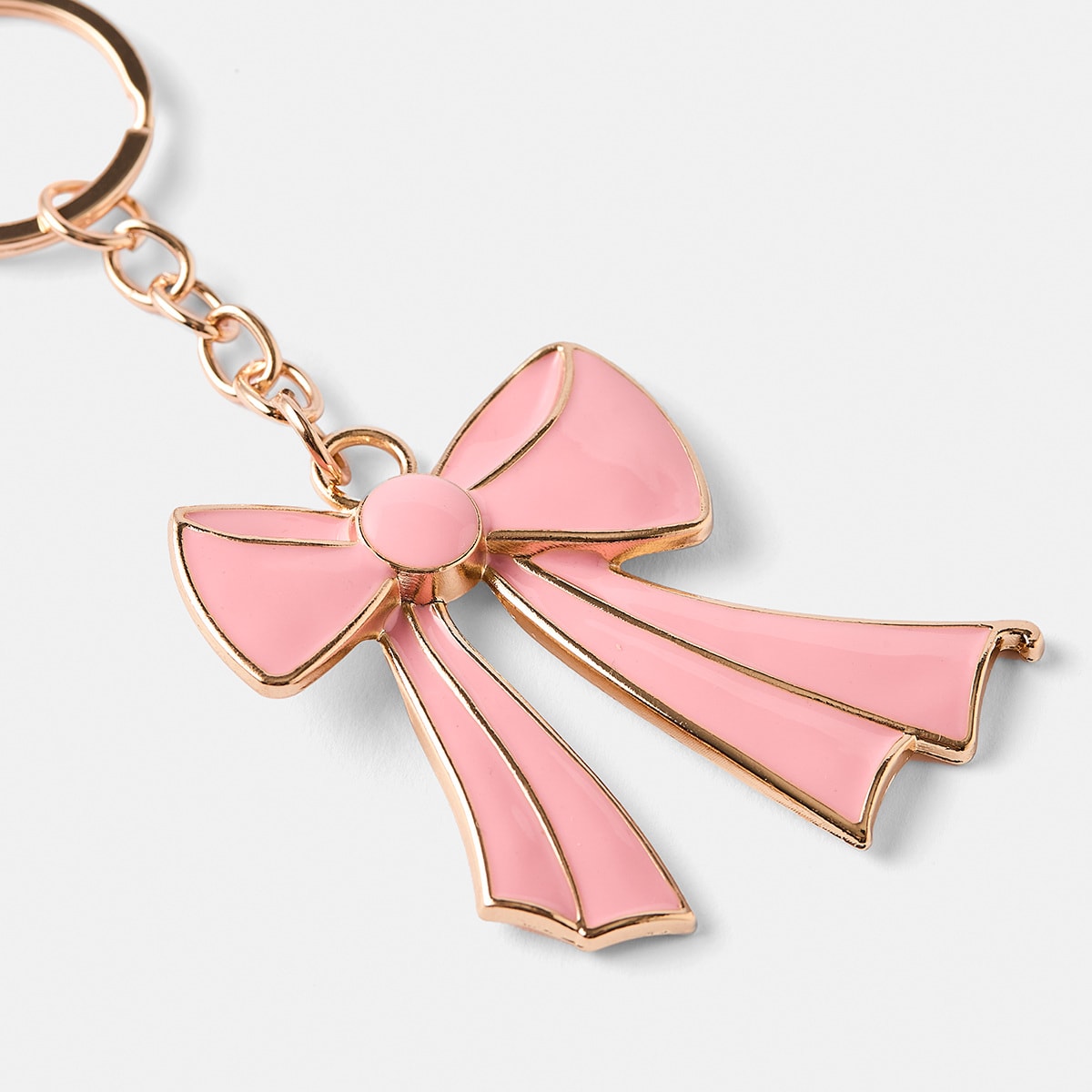 Bow Keyring - Gold Tone and Pink - Kmart