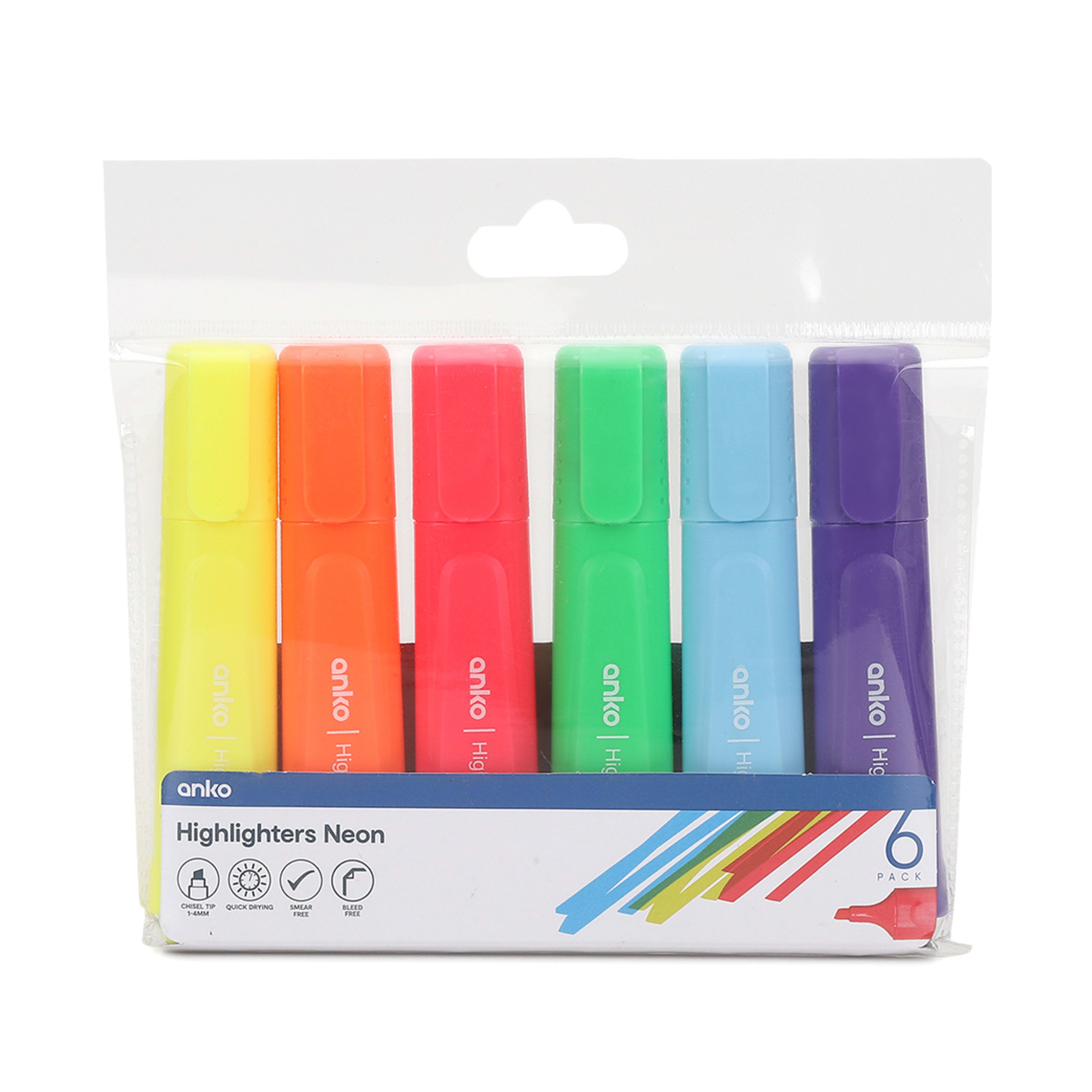 6 Pack Highlighters - Neon - Kmart