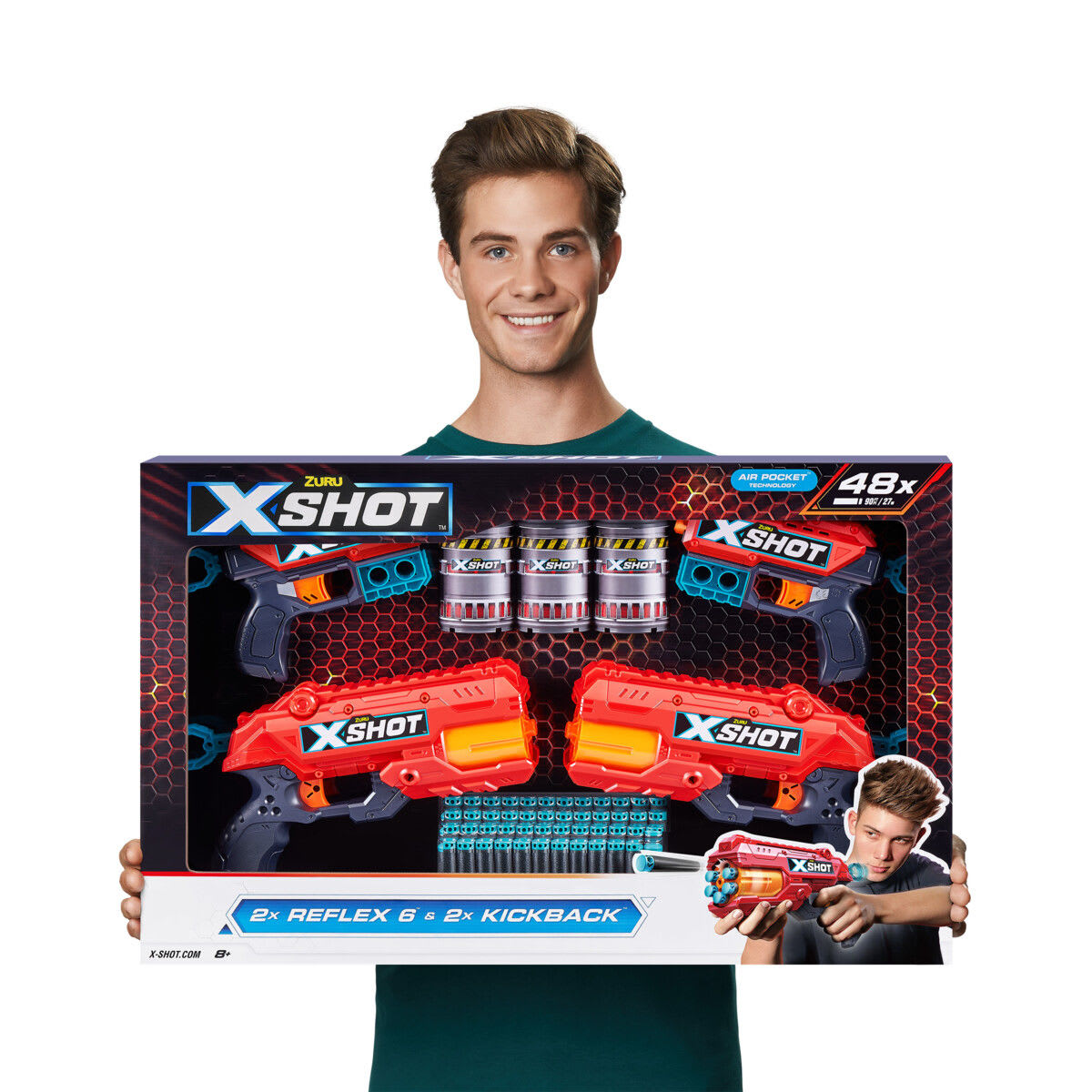 Zuru X-Shot Excel Double Reflex 6 Blaster Double Kickback Blaster Combo ...