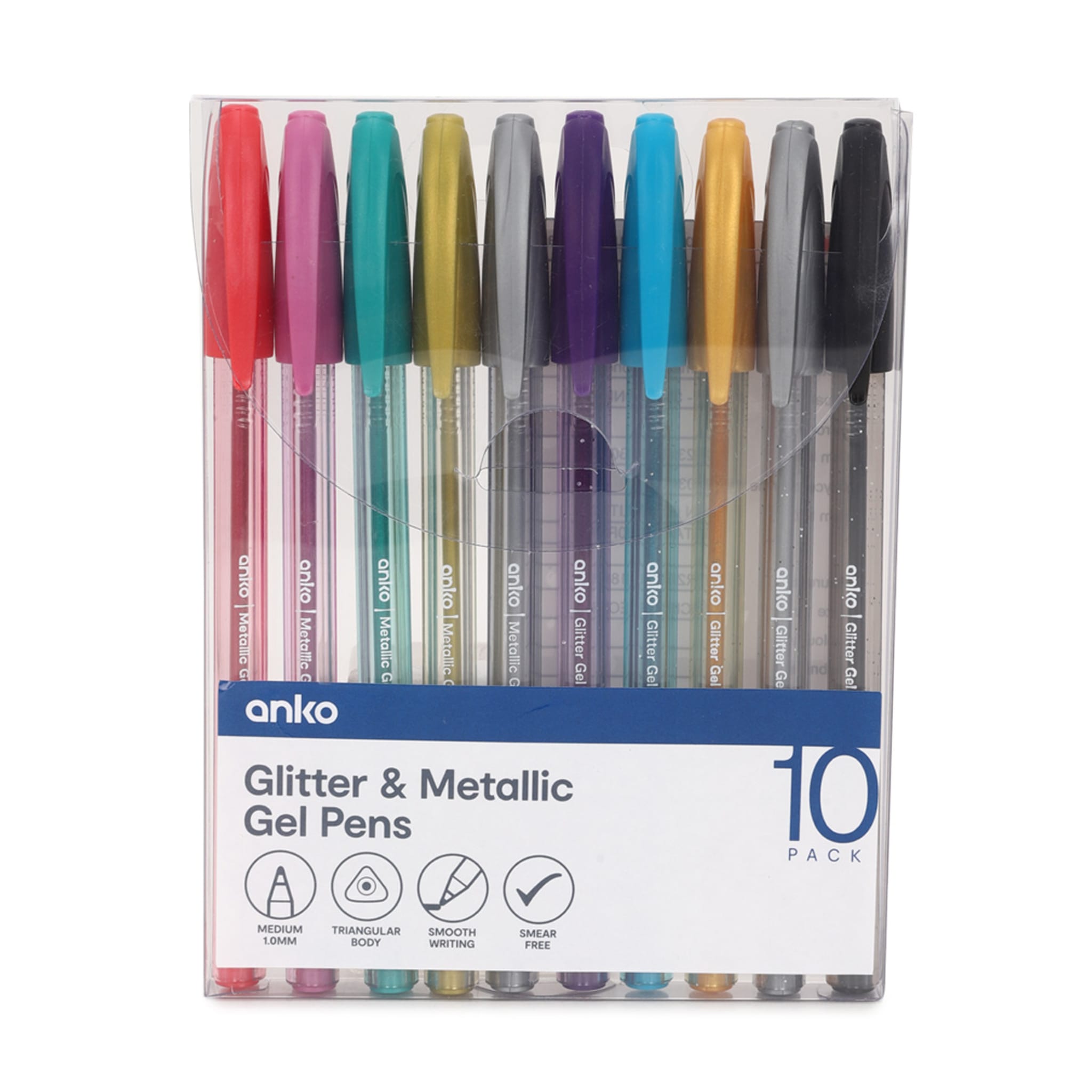 10 Pack Glitter and Metallic Gel Pens - Kmart