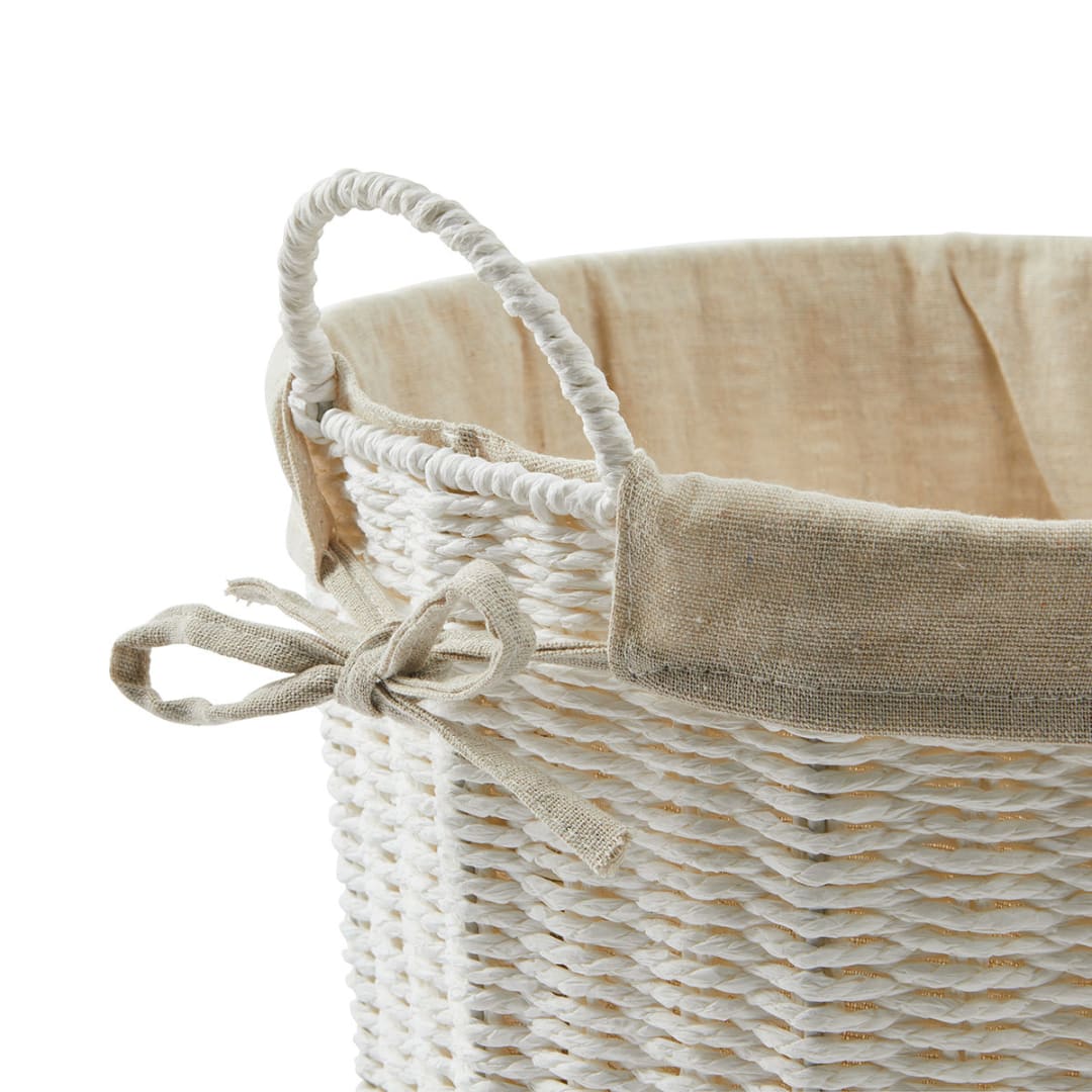 Round Paper Rope Basket with Liner - White - Kmart