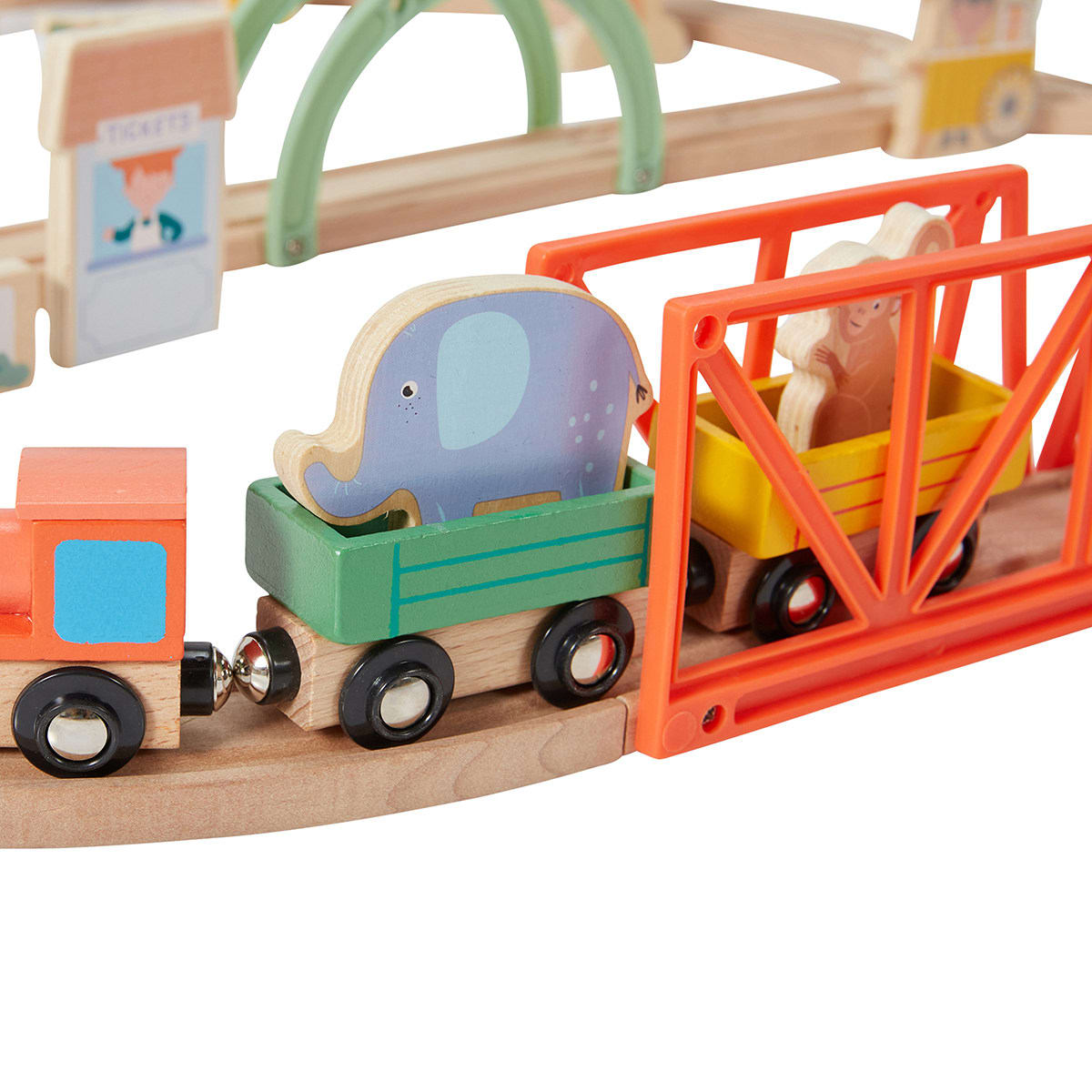 55 Piece Wooden Train Zoo Playset - Kmart NZ