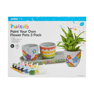 17 Piece Paint Your Own 3 Pack Flower Pots - Kmart NZ