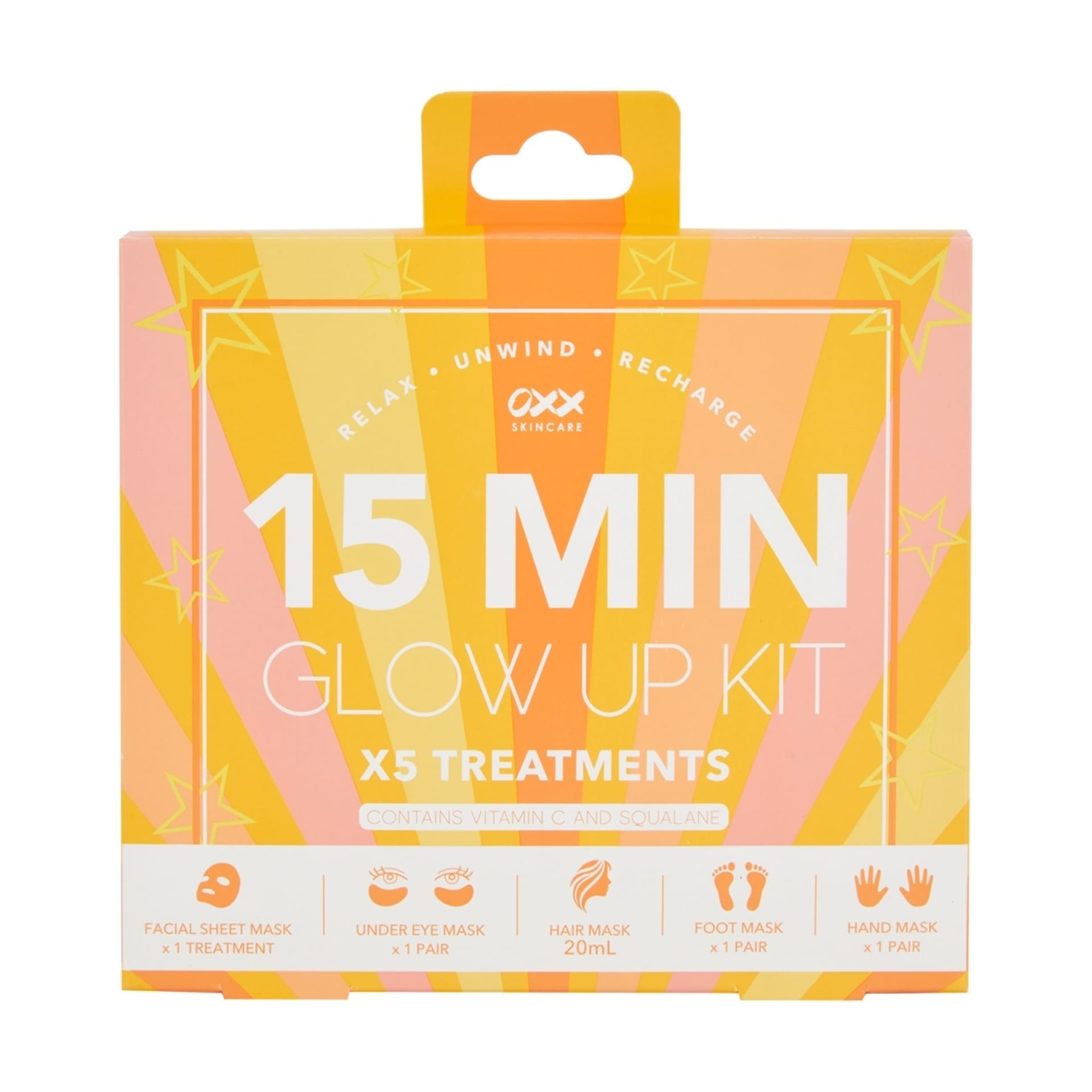OXX Skincare 5 Pack 15 Min Glow Up Kit - Vitamin C and Squalane - Kmart NZ
