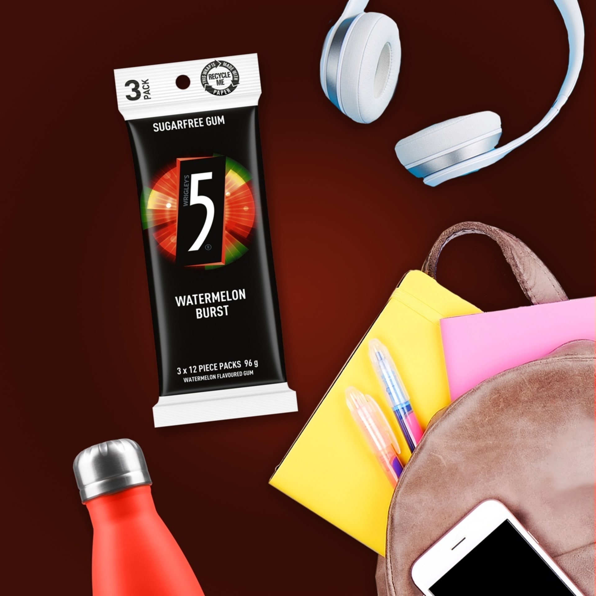 Wrigley's 3 Pack 5 Watermelon Burst Sugarfree Gum 96g - Kmart