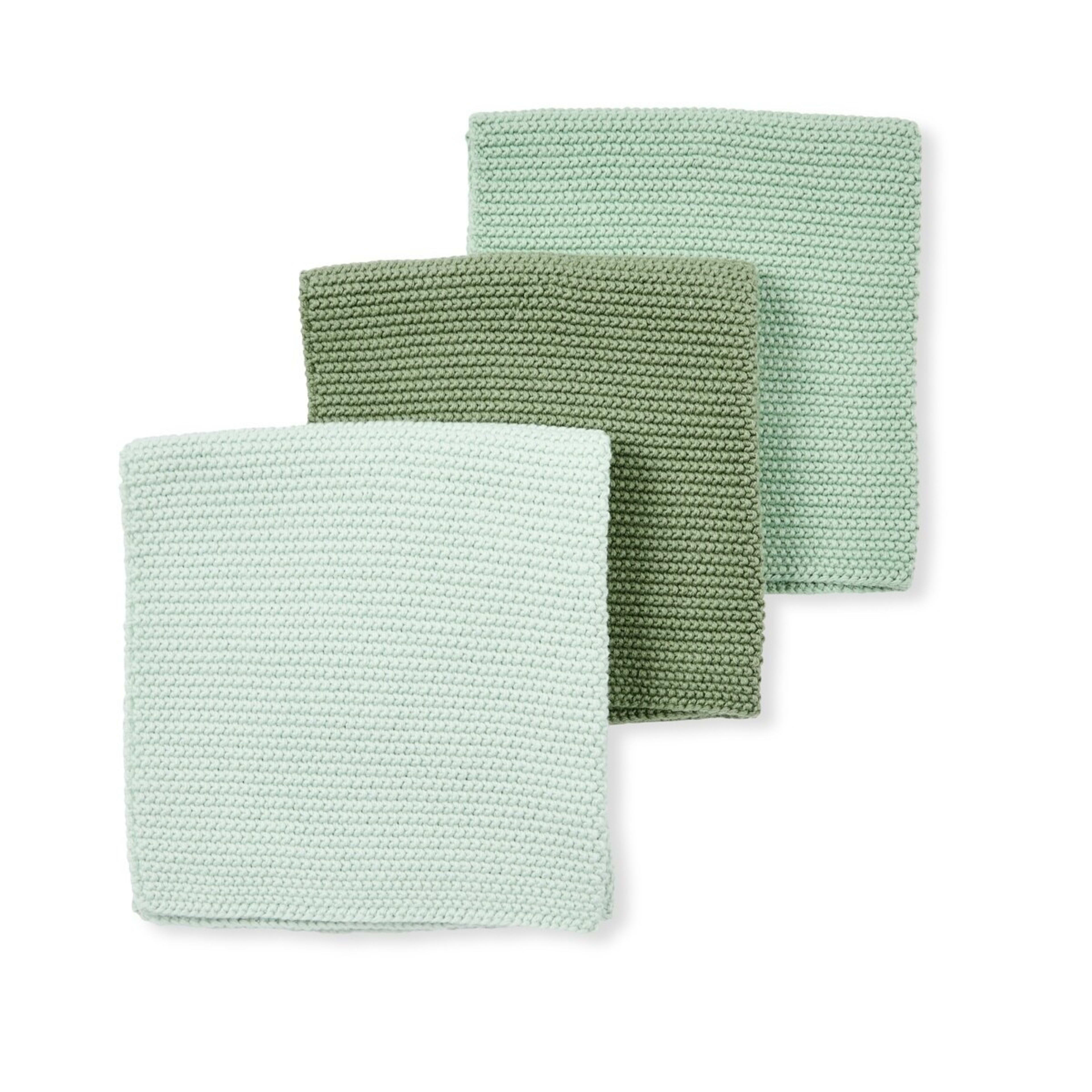 Pack of 3 Knitted Dish Cloths - Green - Kmart