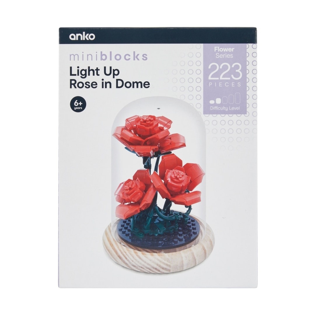 223 Piece Mini Blocks Flower Series: Light Up Rose in Dome - Kmart