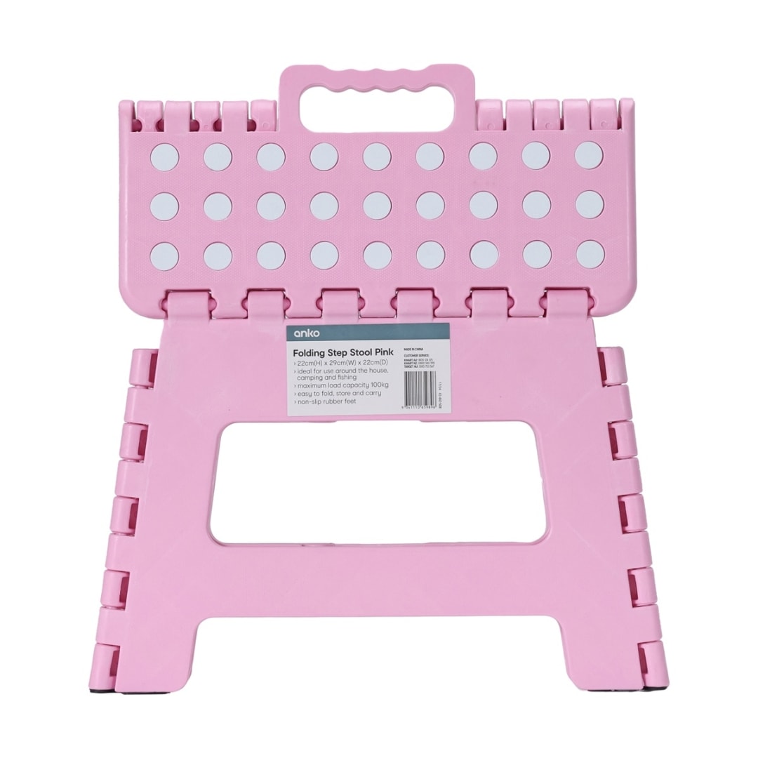 Folding Step Stool - Pink - Kmart