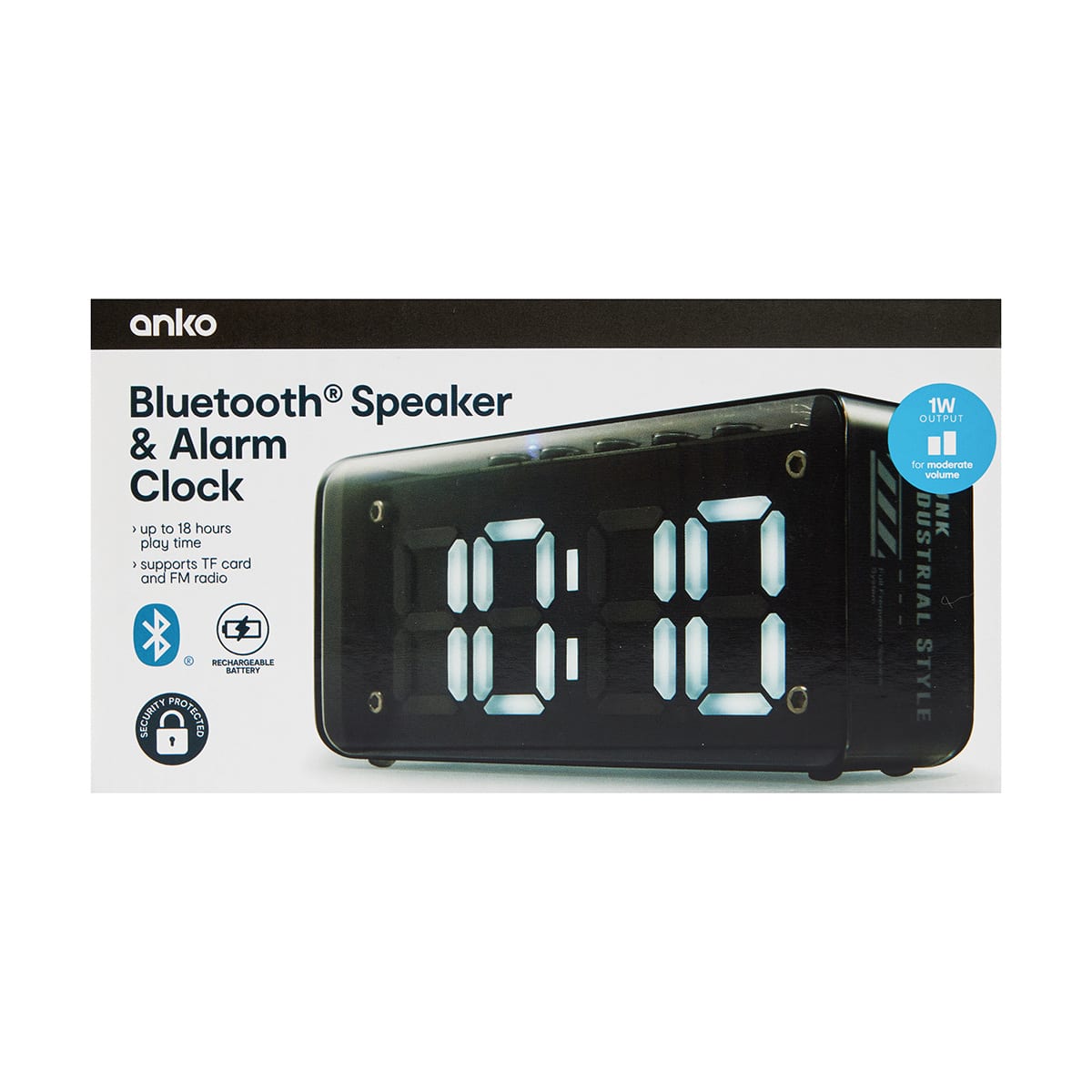 Clock Radio Bluetooth Speaker - Black - Kmart