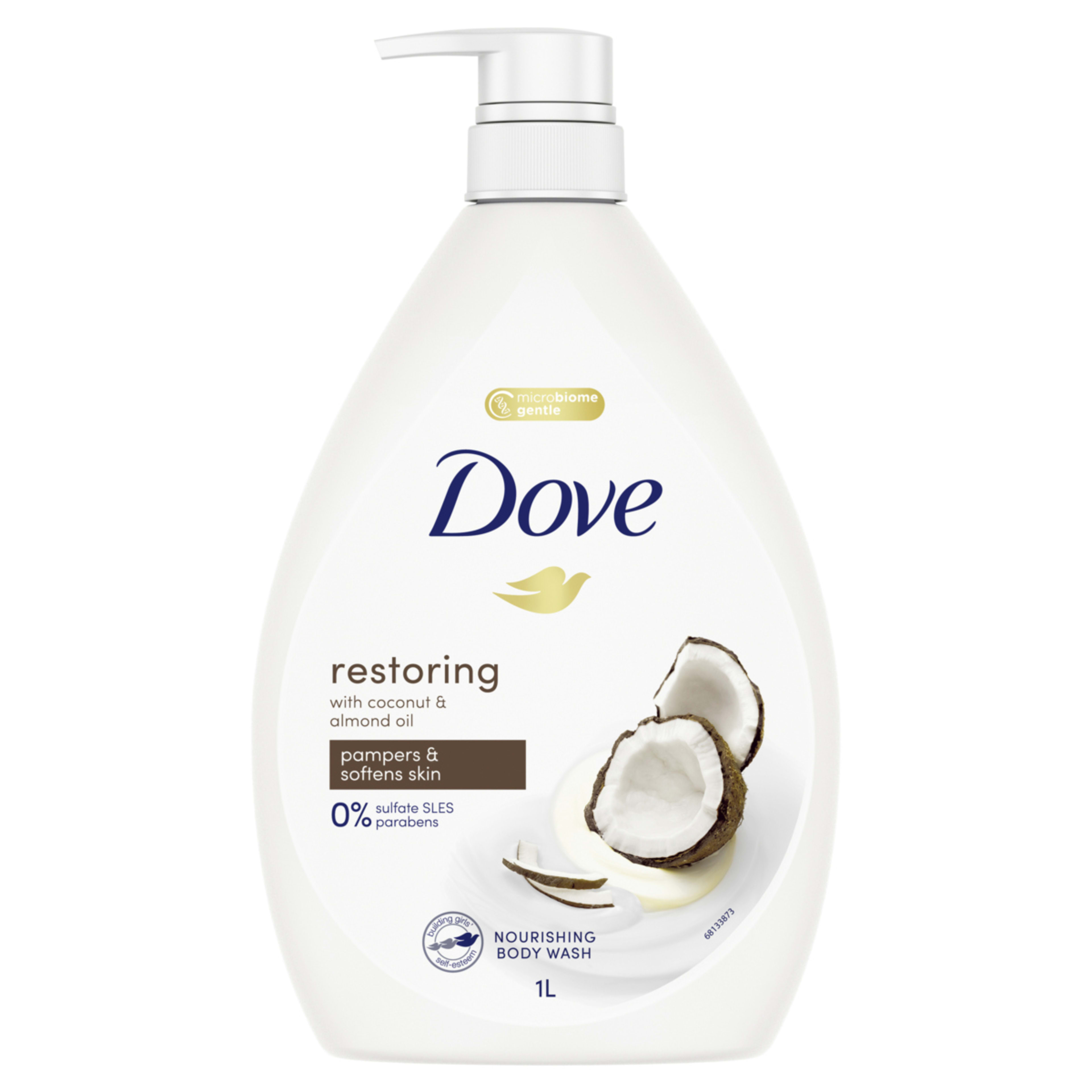 Dove Restoring & Nourishing Body Wash 1L - Coconut & Almond Oil - Kmart