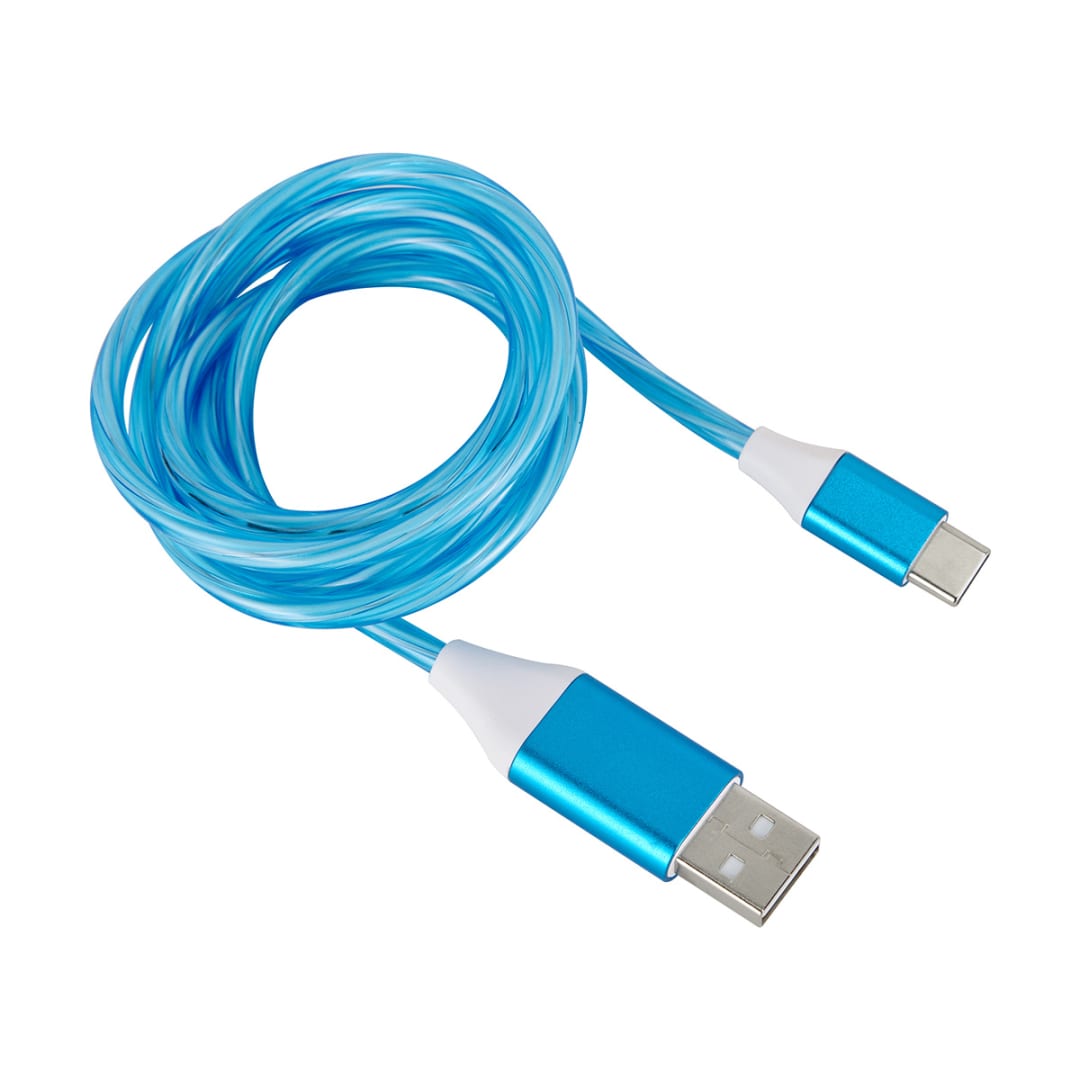 USB-A to USB-C 1m Cable with Light - Blue - Kmart