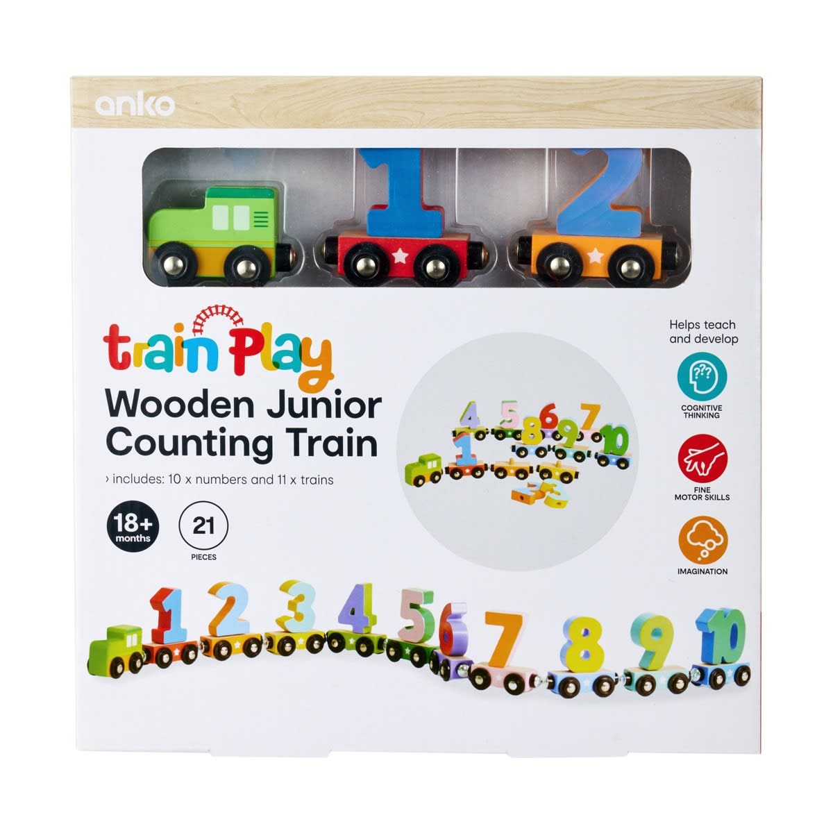 21 Piece Wooden Junior Counting Train - Kmart