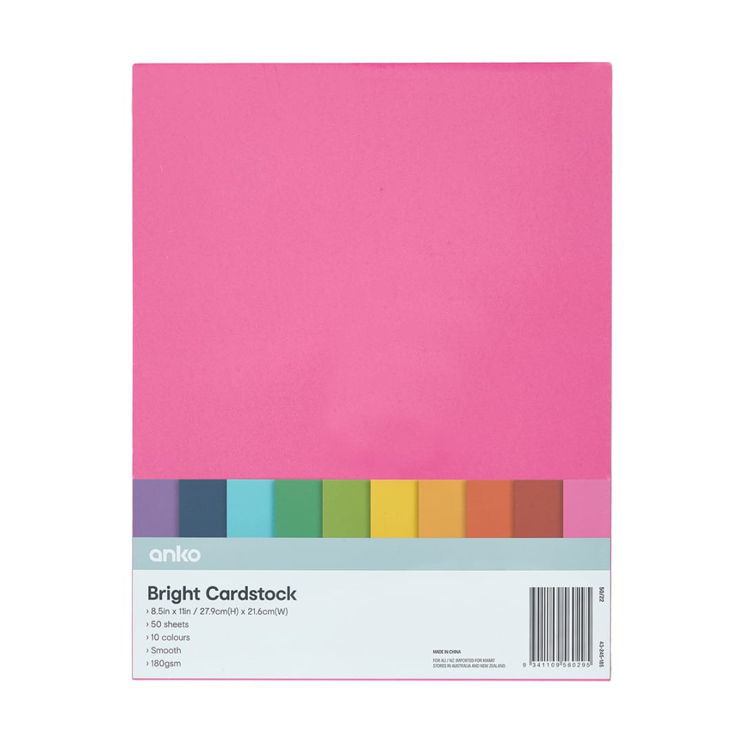 50 Pack Cardstock - Bright - Kmart