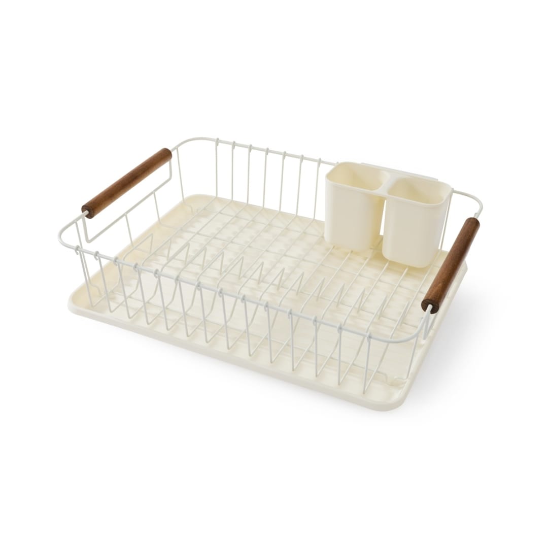 Off White Acacia Handle Dish Rack - Kmart