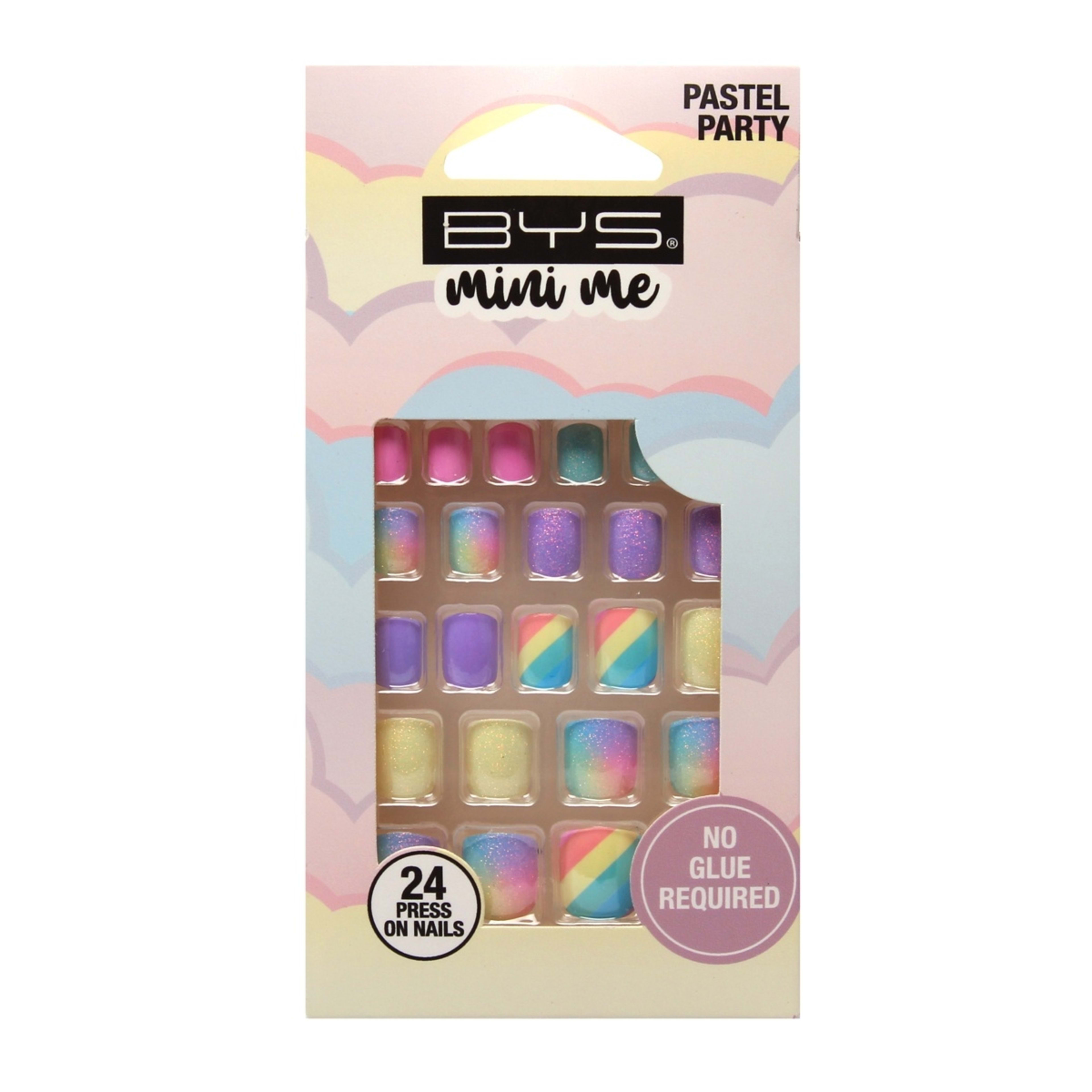 BYS Mini Me 24 Pack Press on Nails - Pastel Party, Square Shape - Kmart
