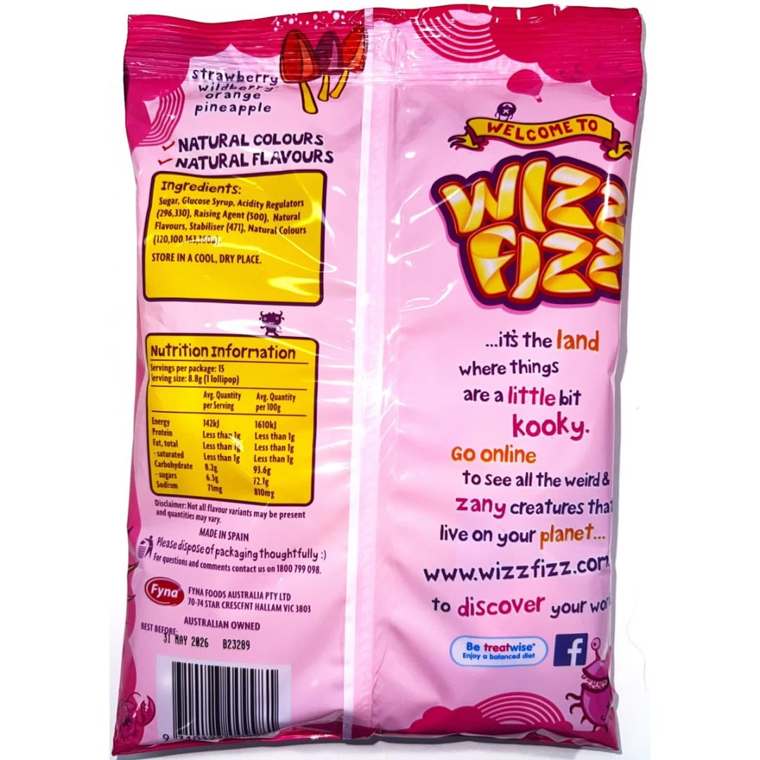 15 Pack Wizz Fizz Fruity Pops 132g - Kmart