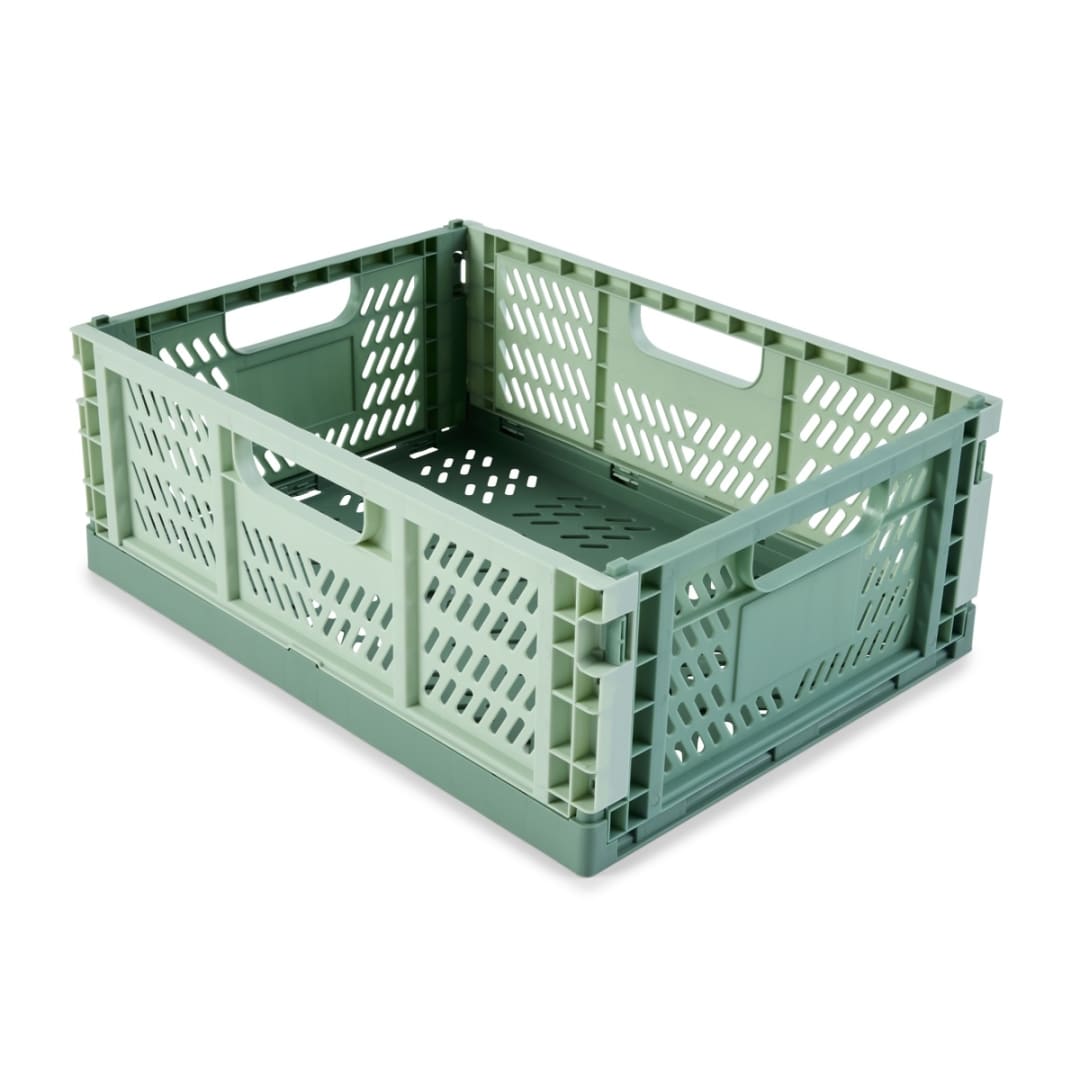 15L Collapsible Crate - Medium, Green - Kmart